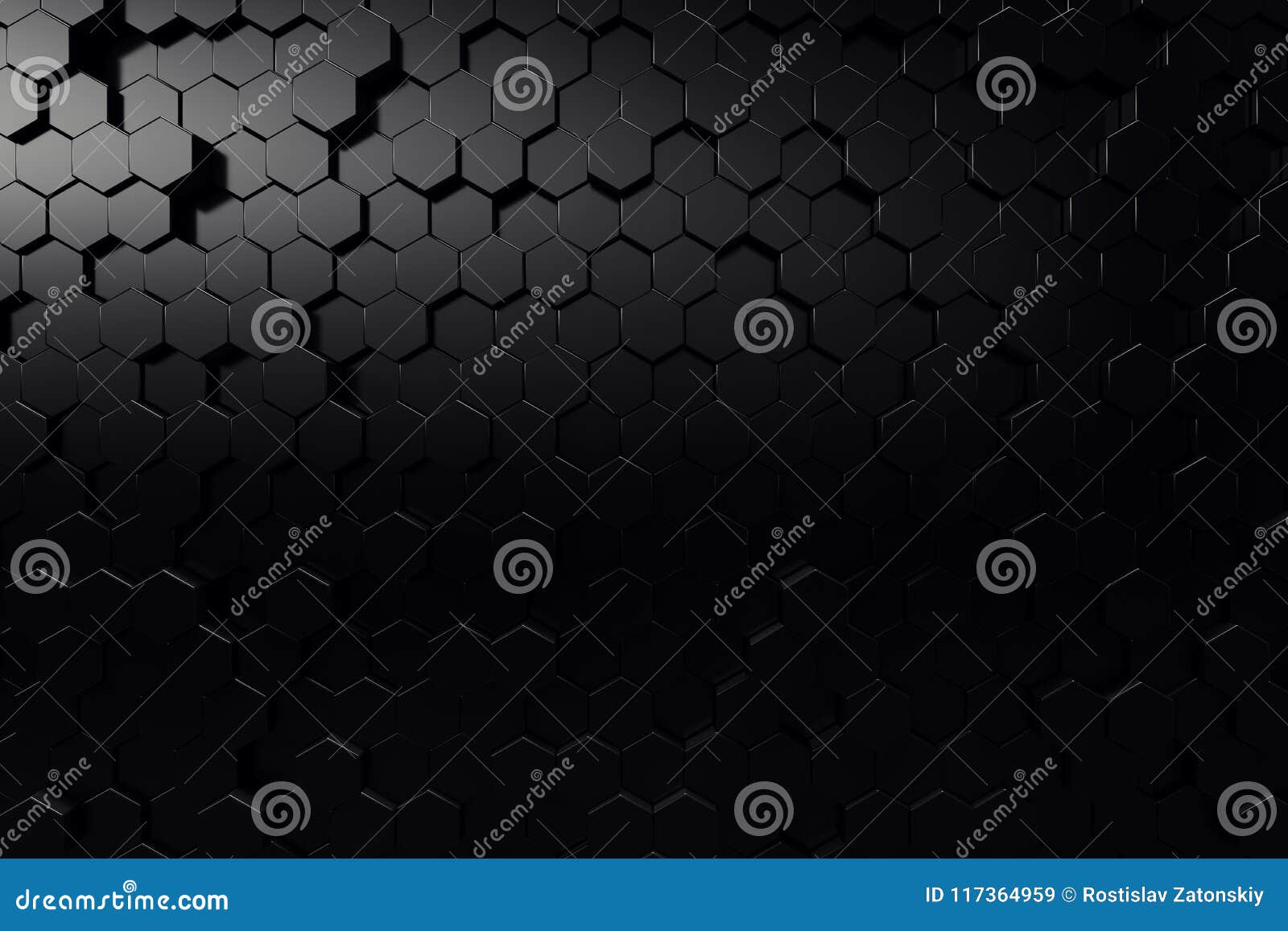 Abstract Geometric Surface. Hexagonal Black Background. 3D Rendering ...