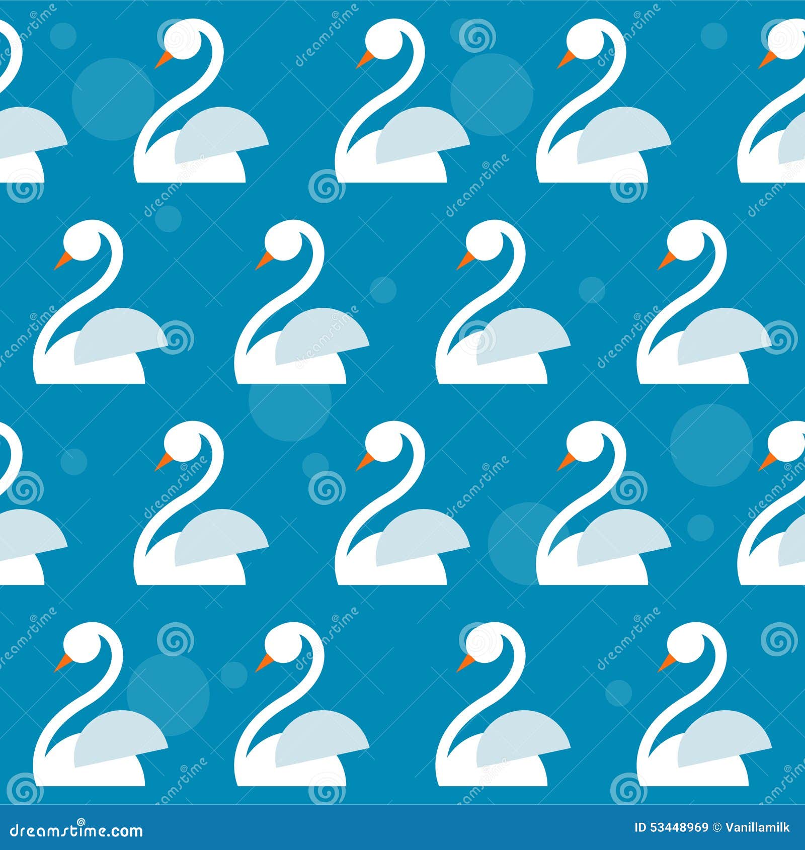 Abstract Geometric Swan on Bright Blue Cover Seamless Pattern ...