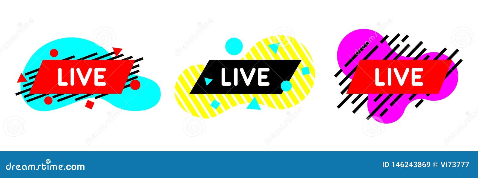Abstract Geometric Tag with Text. Live Stream Concept. Vector ...