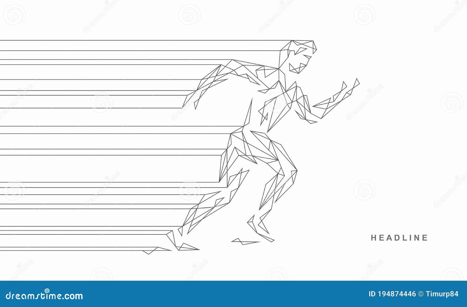 Abstract Geometric Technological Running Man Background. Vector ...