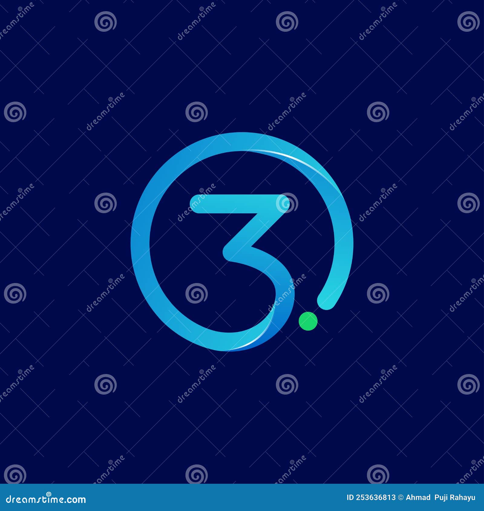 Abstract Geometric Technology Number 3 Logo Design Stock Vector ...