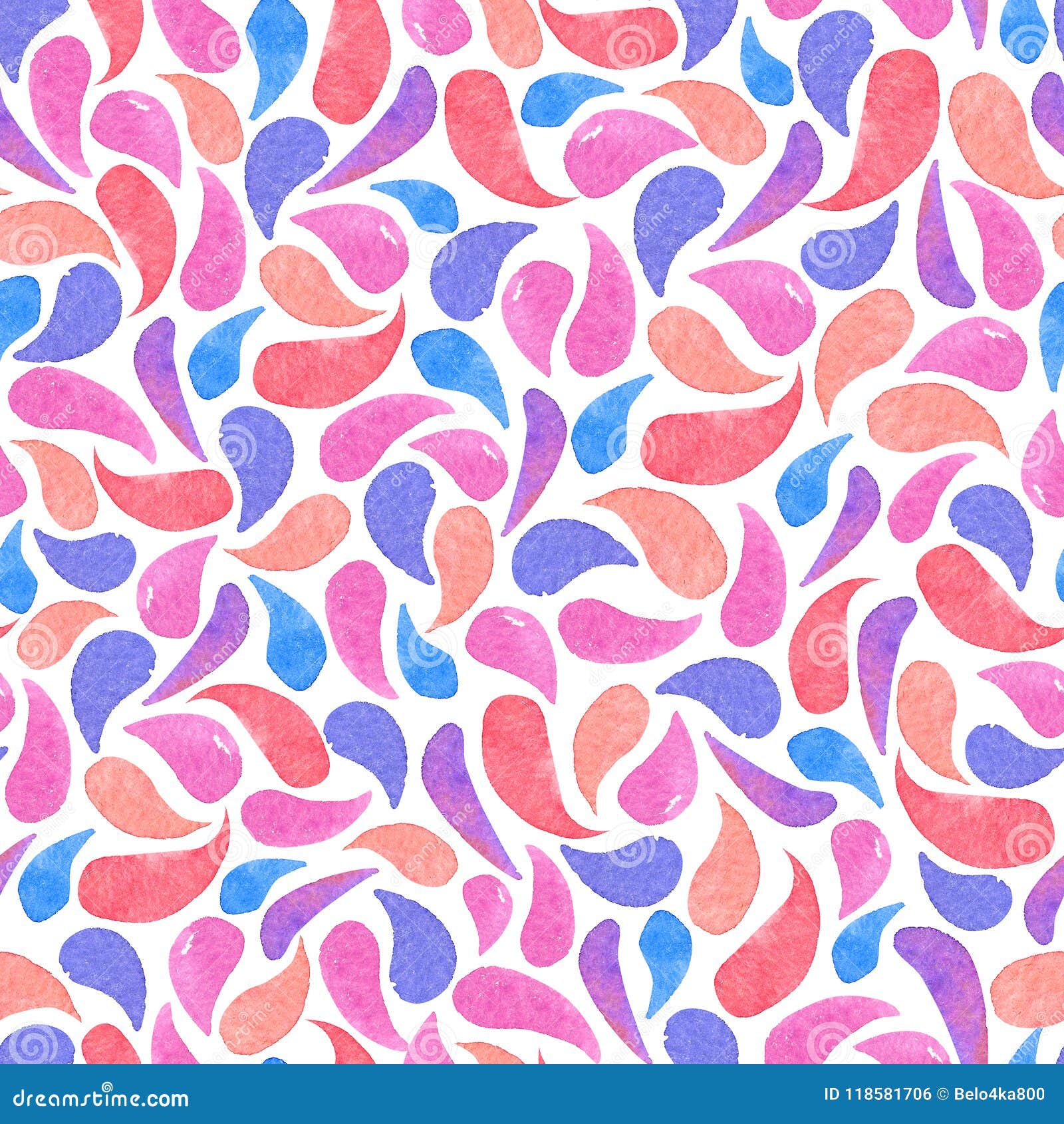 Seamless Pattern of Watercolor Splash Drops Isolated on White ...