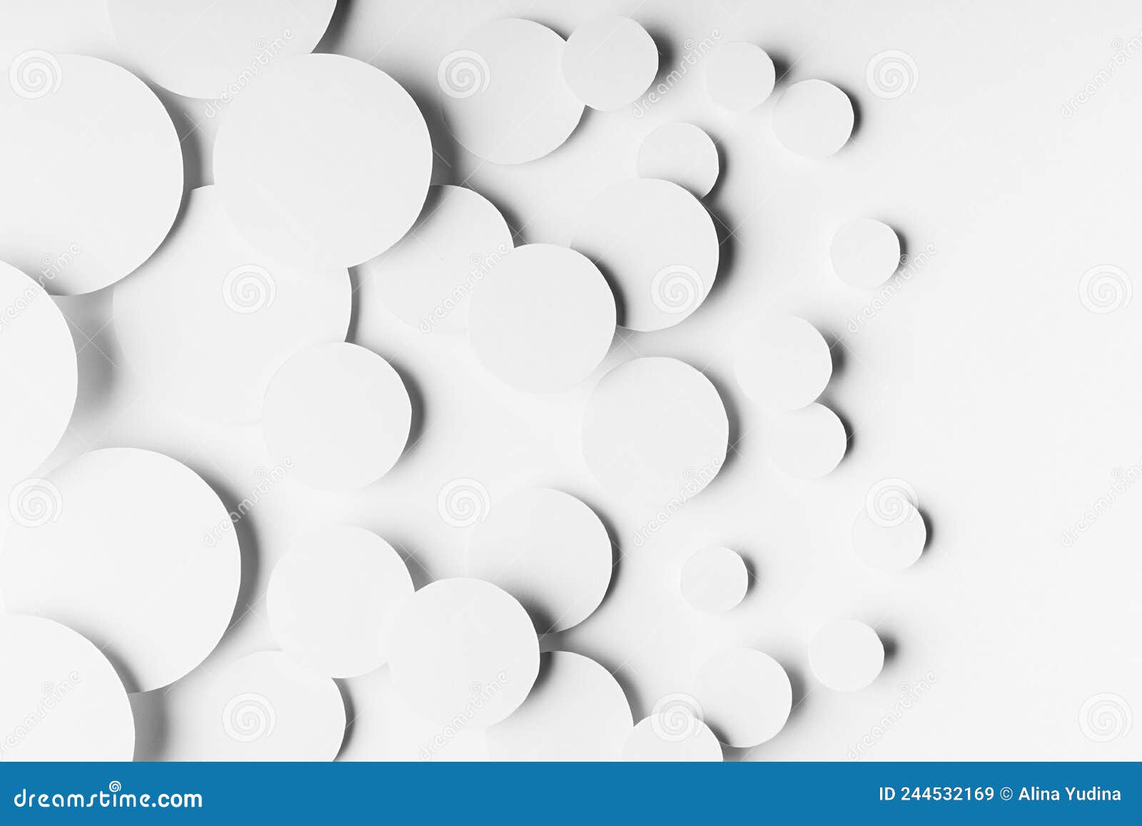 Abstract Geometric Texture of White Paper Circles in Shining Light with ...