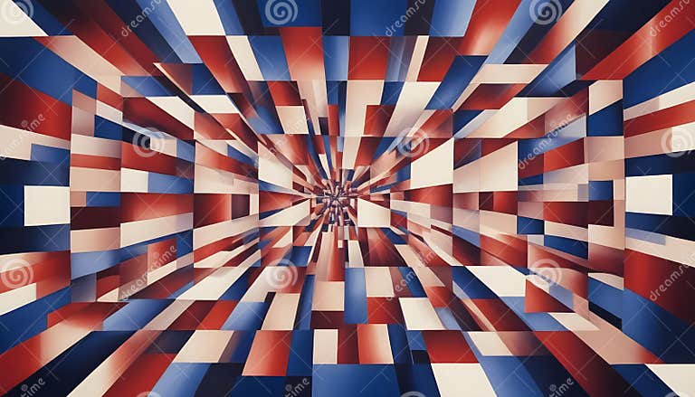 An Abstract, Geometric Tunnel Formed by Receding, Multicolored ...