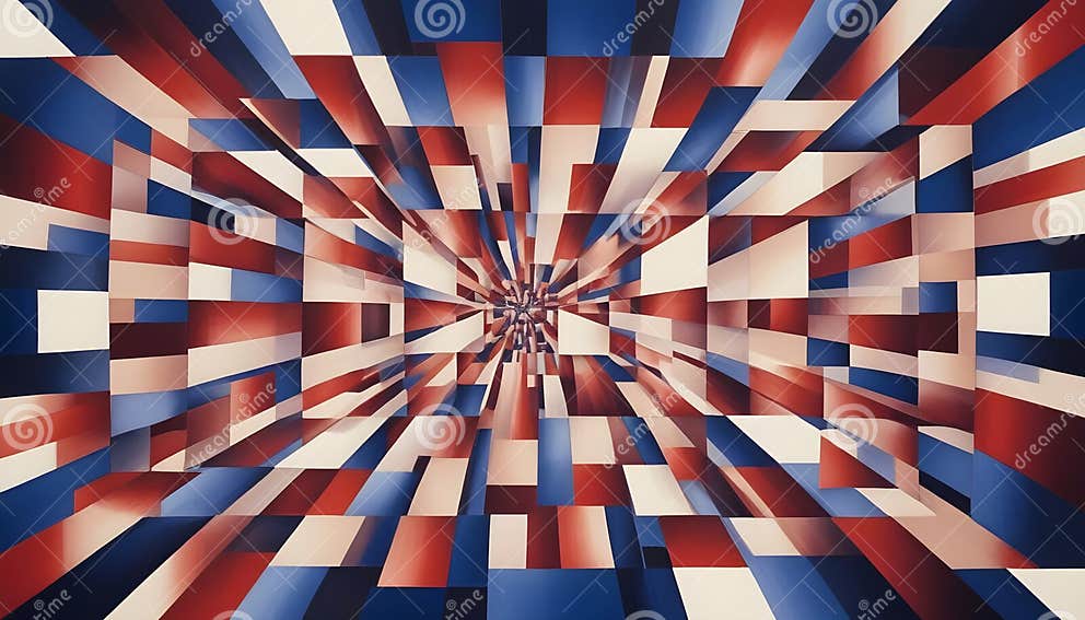 An Abstract, Geometric Tunnel Formed by Receding, Multicolored ...