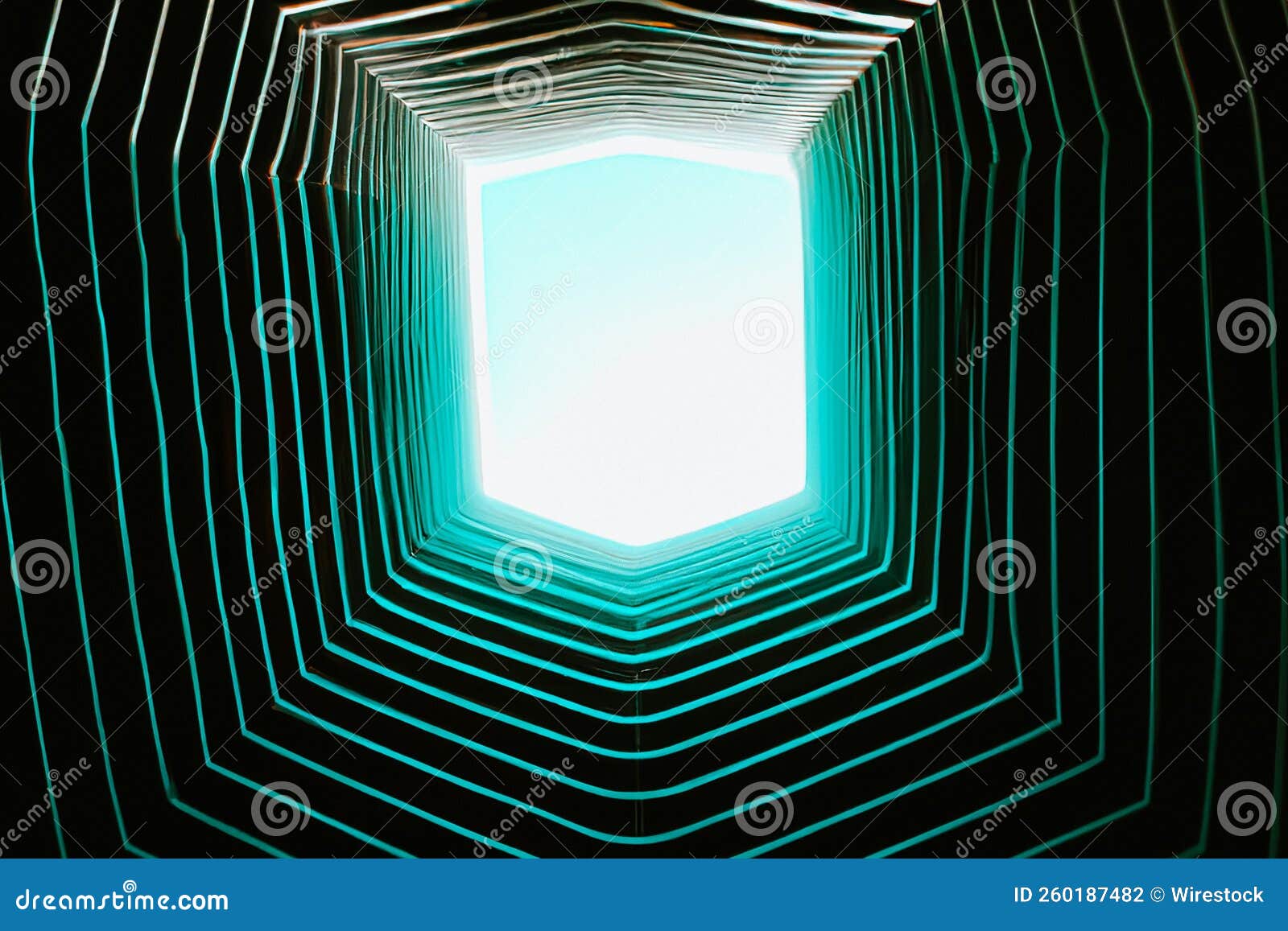 Abstract Geometric Tunnel with Lines Illuminated by Blue Light Stock ...