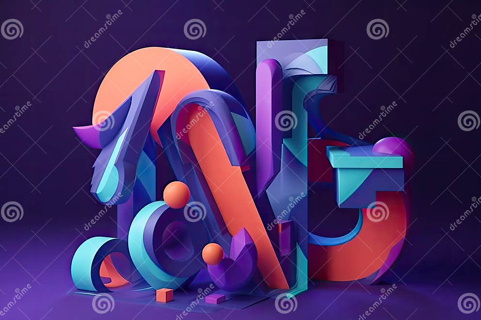 Abstract Geometric Typeface with Fluid and Abstract Letterforms Stock ...