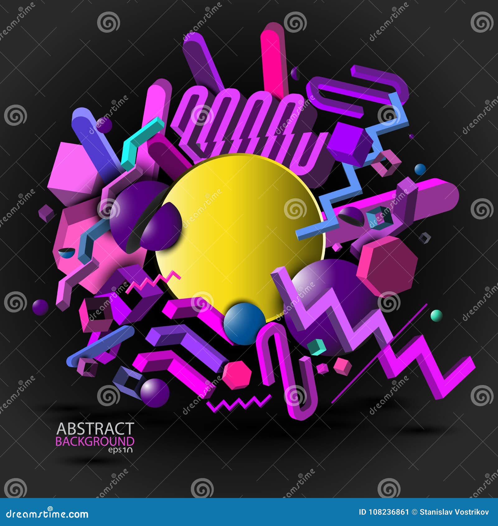 Abstract Geometric Ultraviolet 3d Background - Vector Eps10 Stock ...