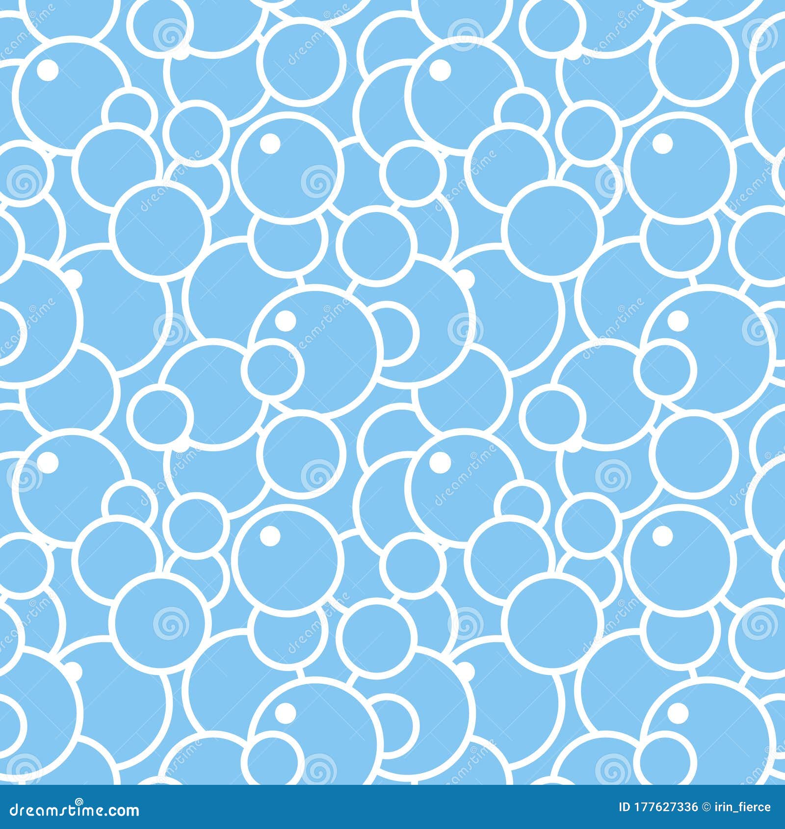 Abstract Geometric Vector Seamless Pattern. White Circles on Blue ...