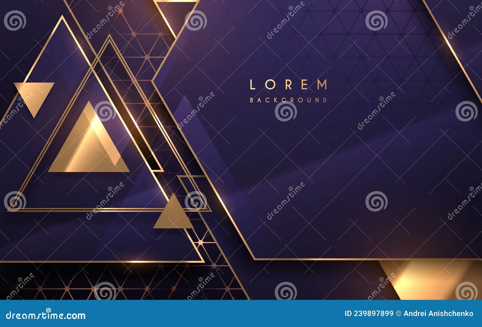 Abstract Geometric Violet Background with Golden Elements Stock Vector ...