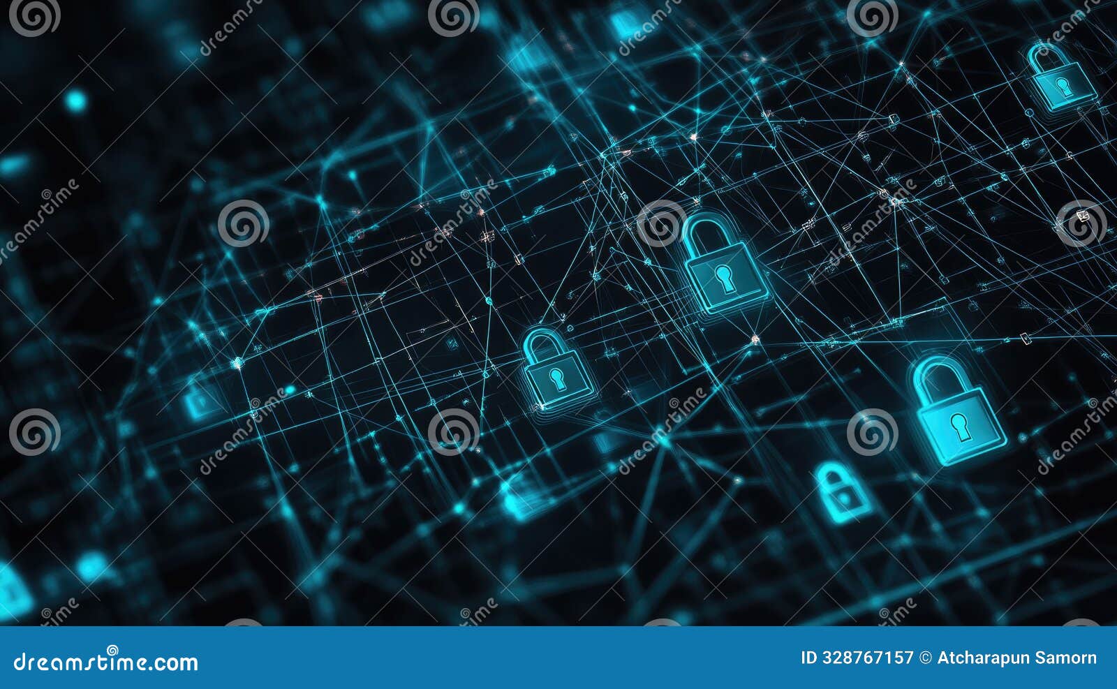 An Abstract Geometric Wallpaper Focused on Technology and Security with ...