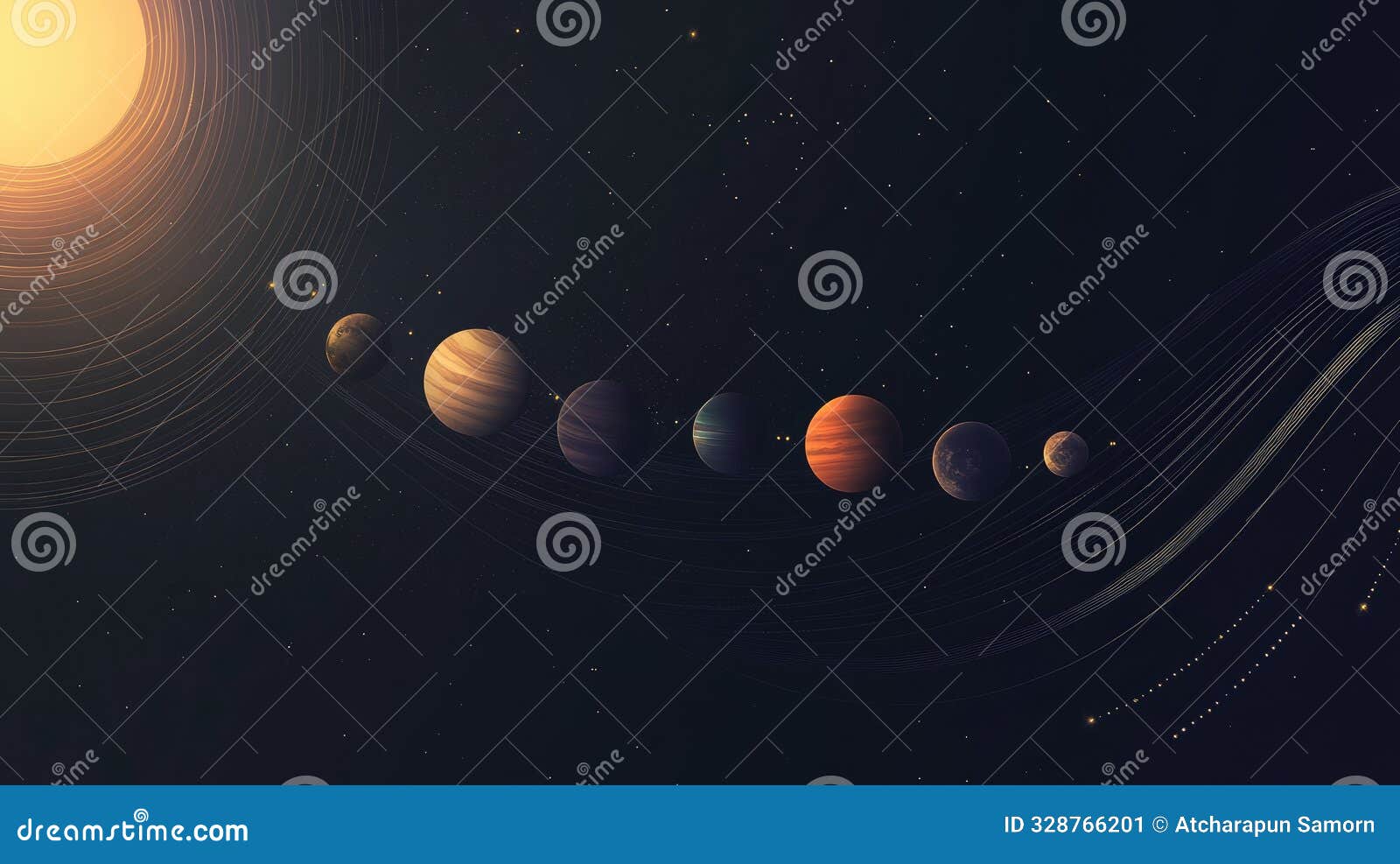 An Abstract Geometric Wallpaper Illustrating a Linear Solar System ...