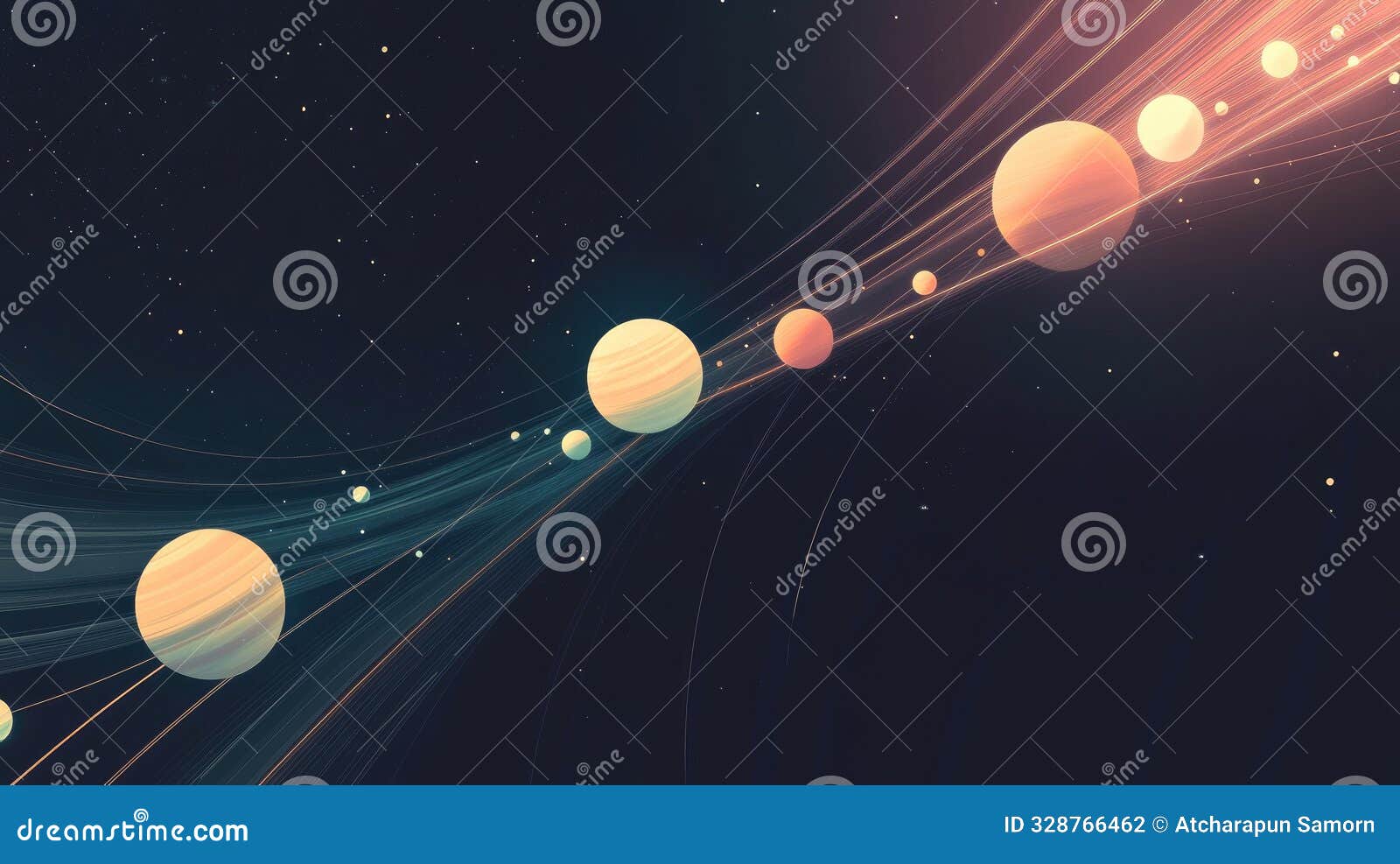 An Abstract Geometric Wallpaper Illustrating a Linear Solar System ...