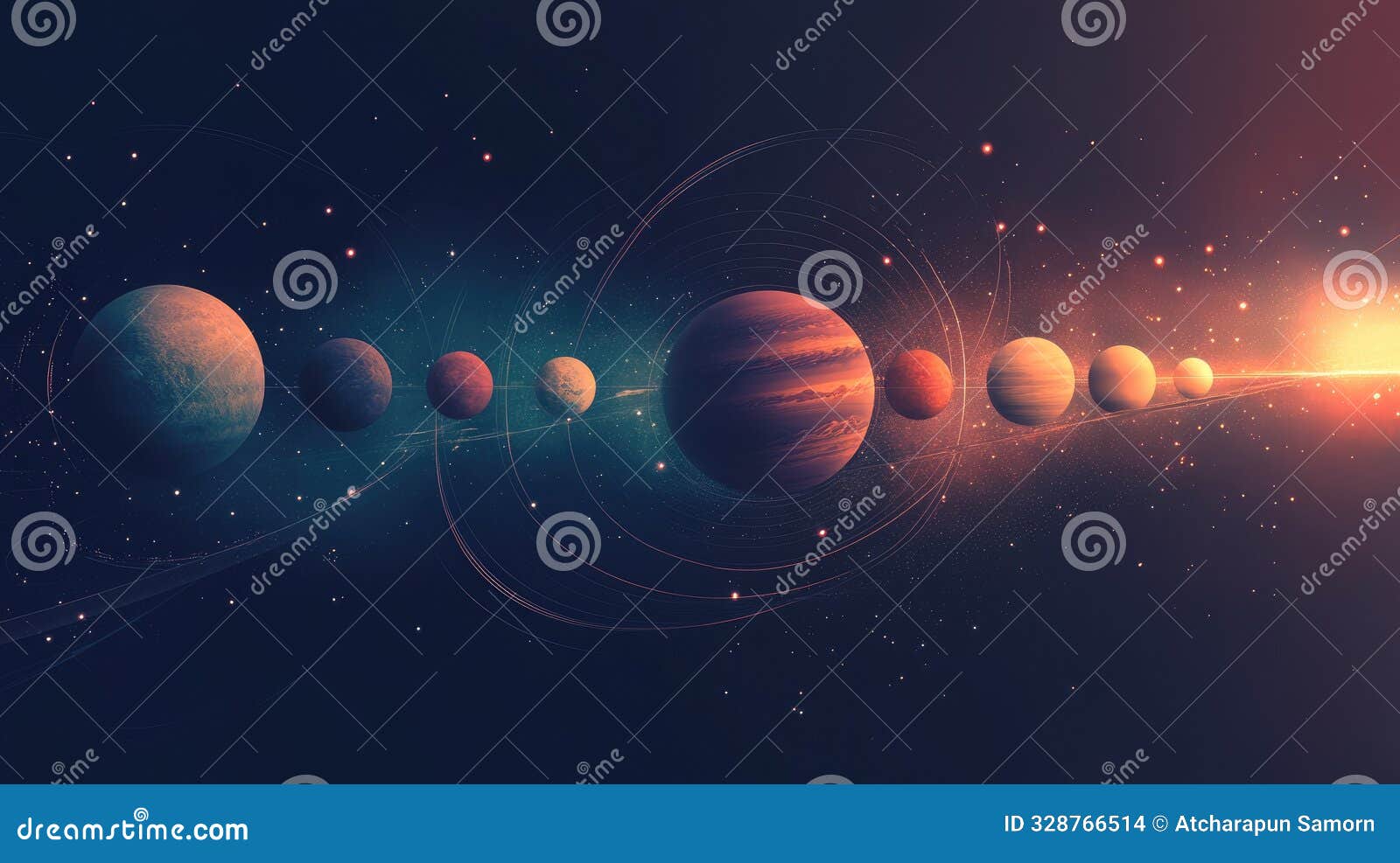 An Abstract Geometric Wallpaper Illustrating a Linear Solar System ...