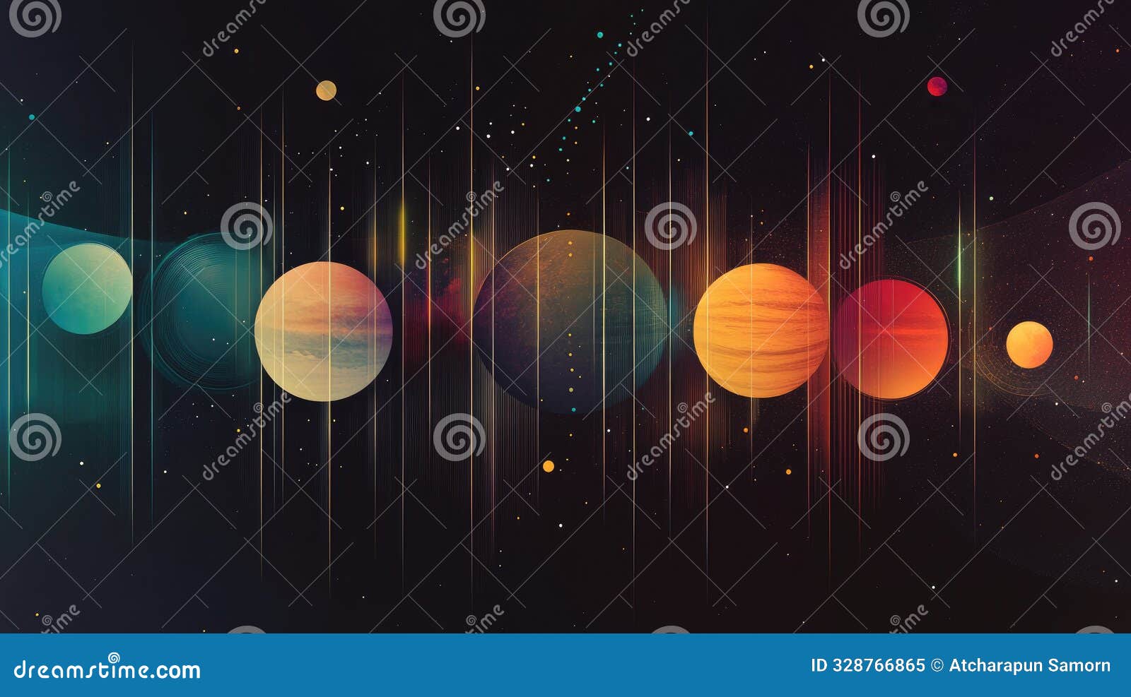 An Abstract Geometric Wallpaper Illustrating a Linear Solar System ...