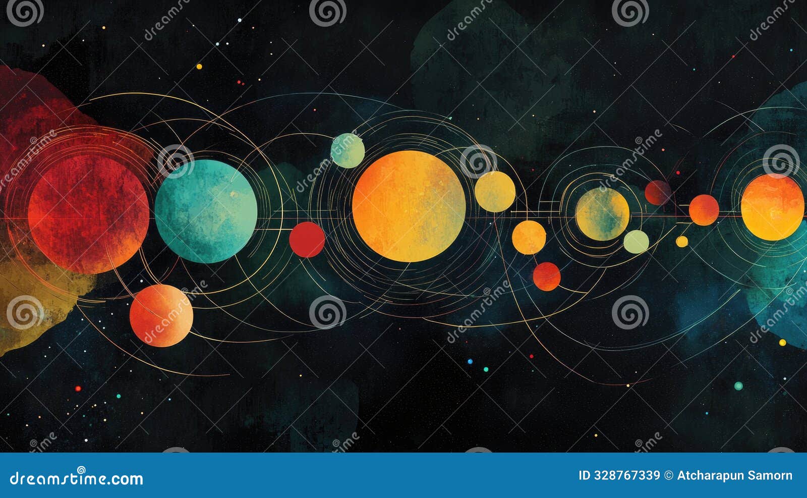 An Abstract Geometric Wallpaper Illustrating a Linear Solar System ...