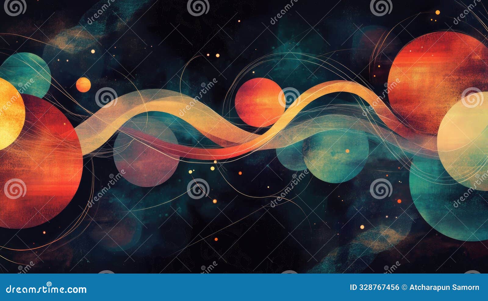 An Abstract Geometric Wallpaper Illustrating a Linear Solar System ...