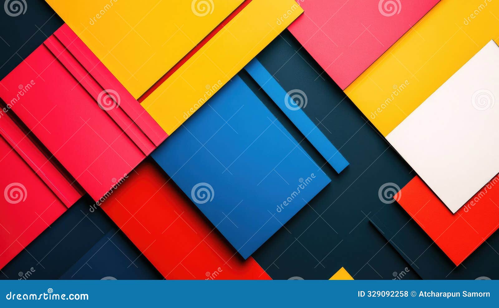 Abstract Geometric Web Banner with Vibrant Interlocking Shapes in Bold ...