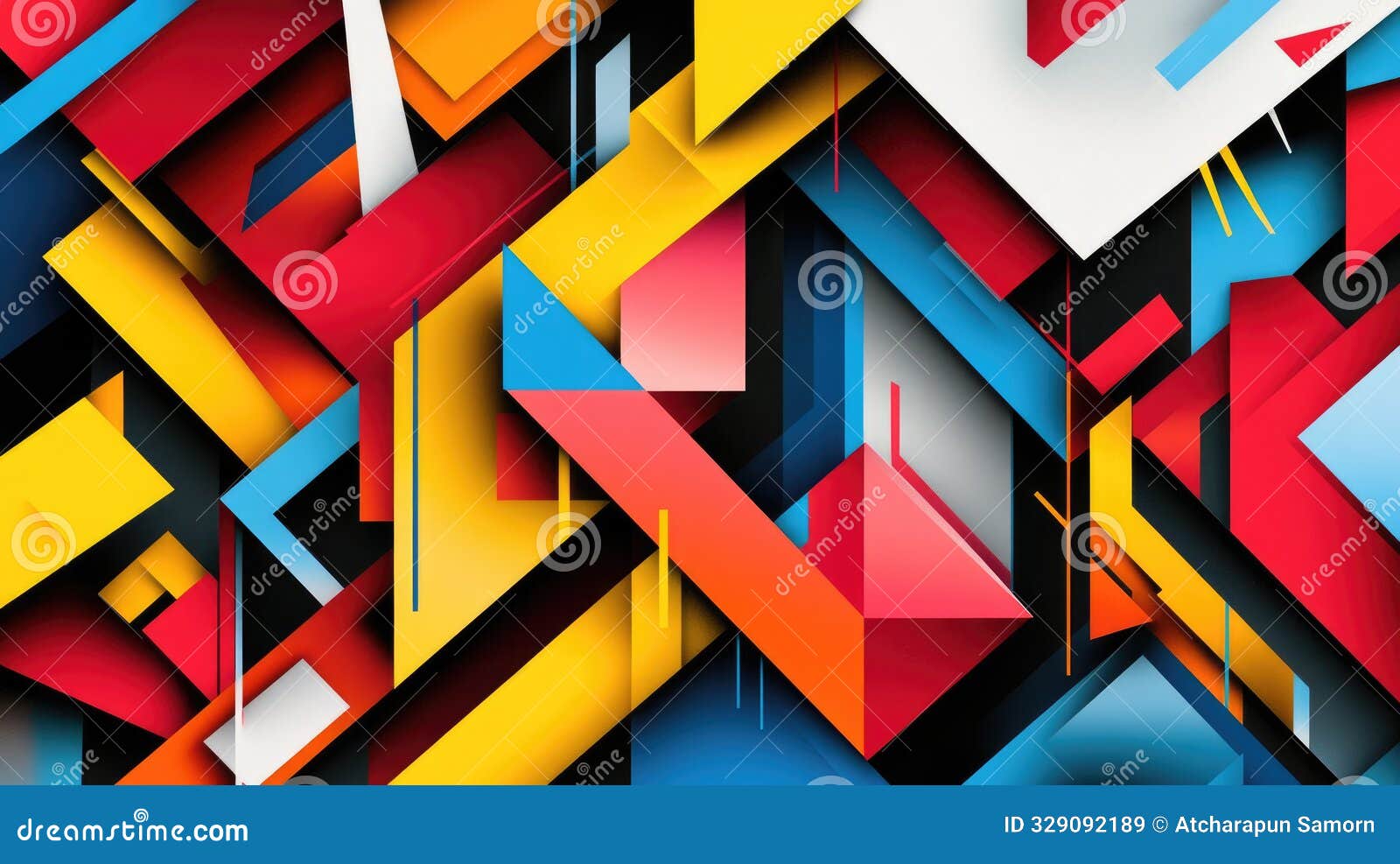 Abstract Geometric Web Banner with Vibrant Interlocking Shapes in ...
