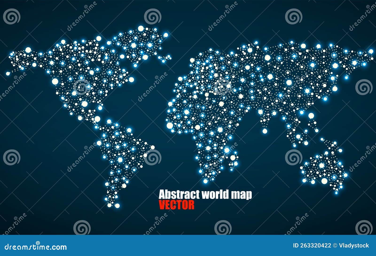 Abstract Geometric World Map with Glowing Triangles. Triangular Neon ...
