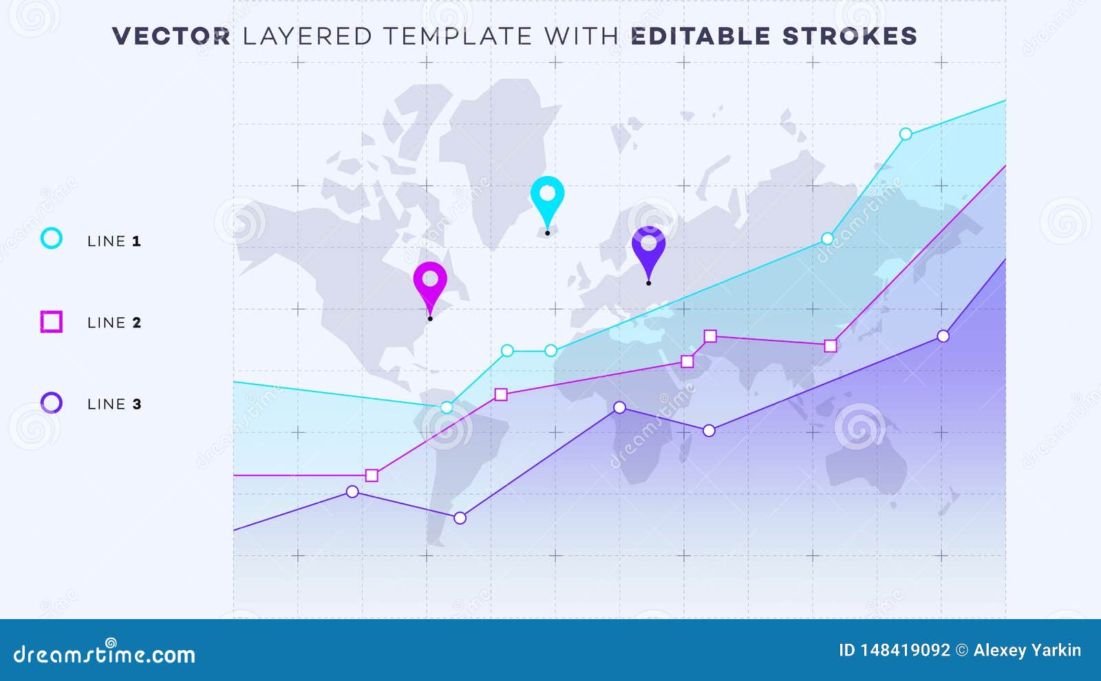 Abstract Geometric World Map with Infographic Chart. Stock Vector ...