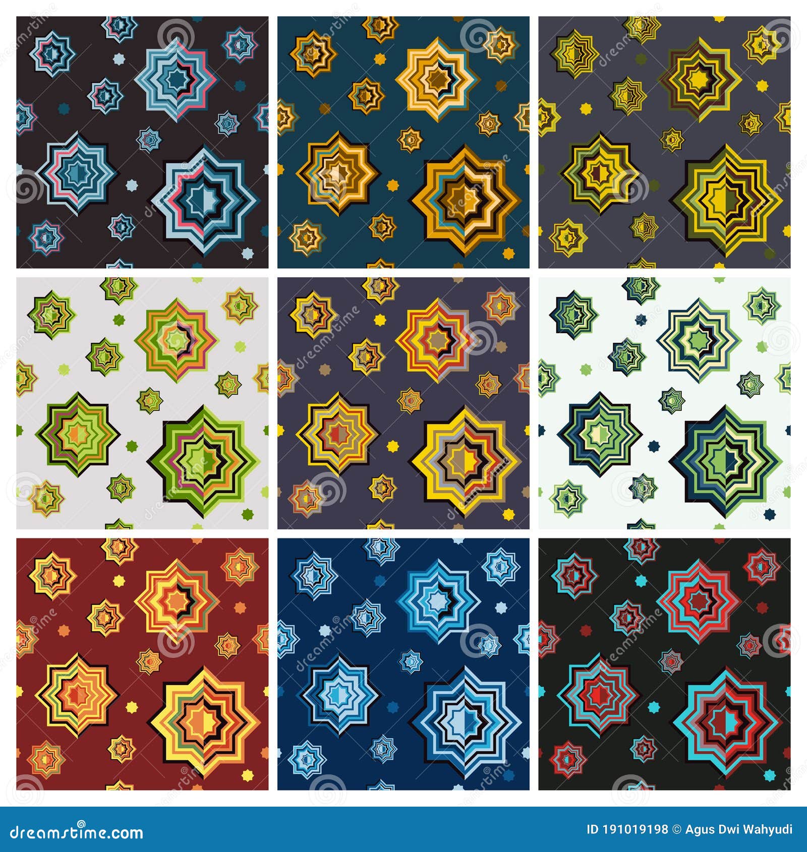 Abstract Geometrical Arabic Shape Seamless Pattern with Colour ...