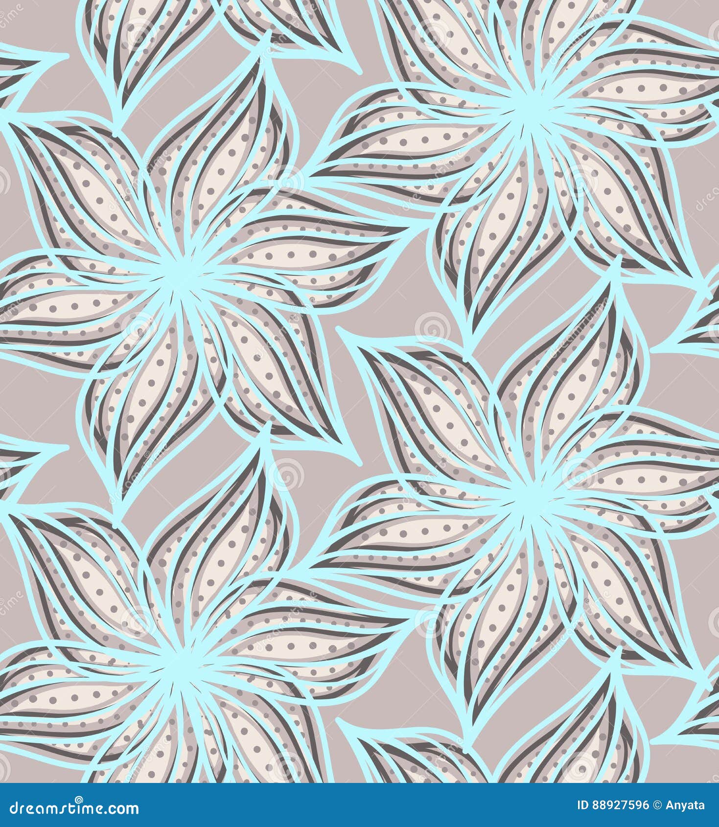 Abstract Geometrical Blue Flower with Pointy Pedals with Dots Stock ...