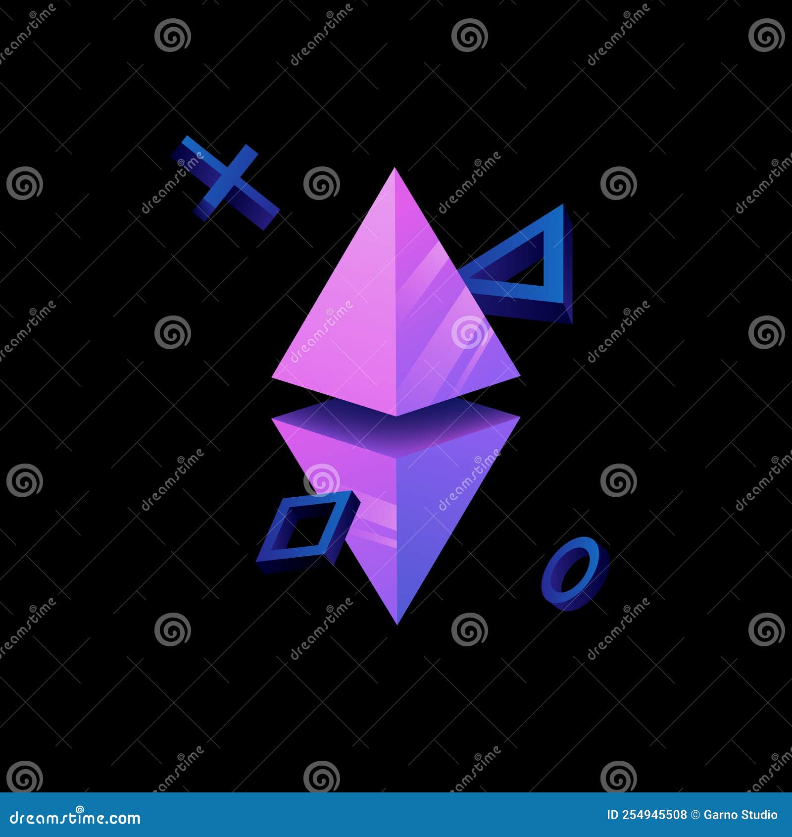 Abstract Geometrical Elements. 3D Rhombus, Triangles, Circle. Cross ...