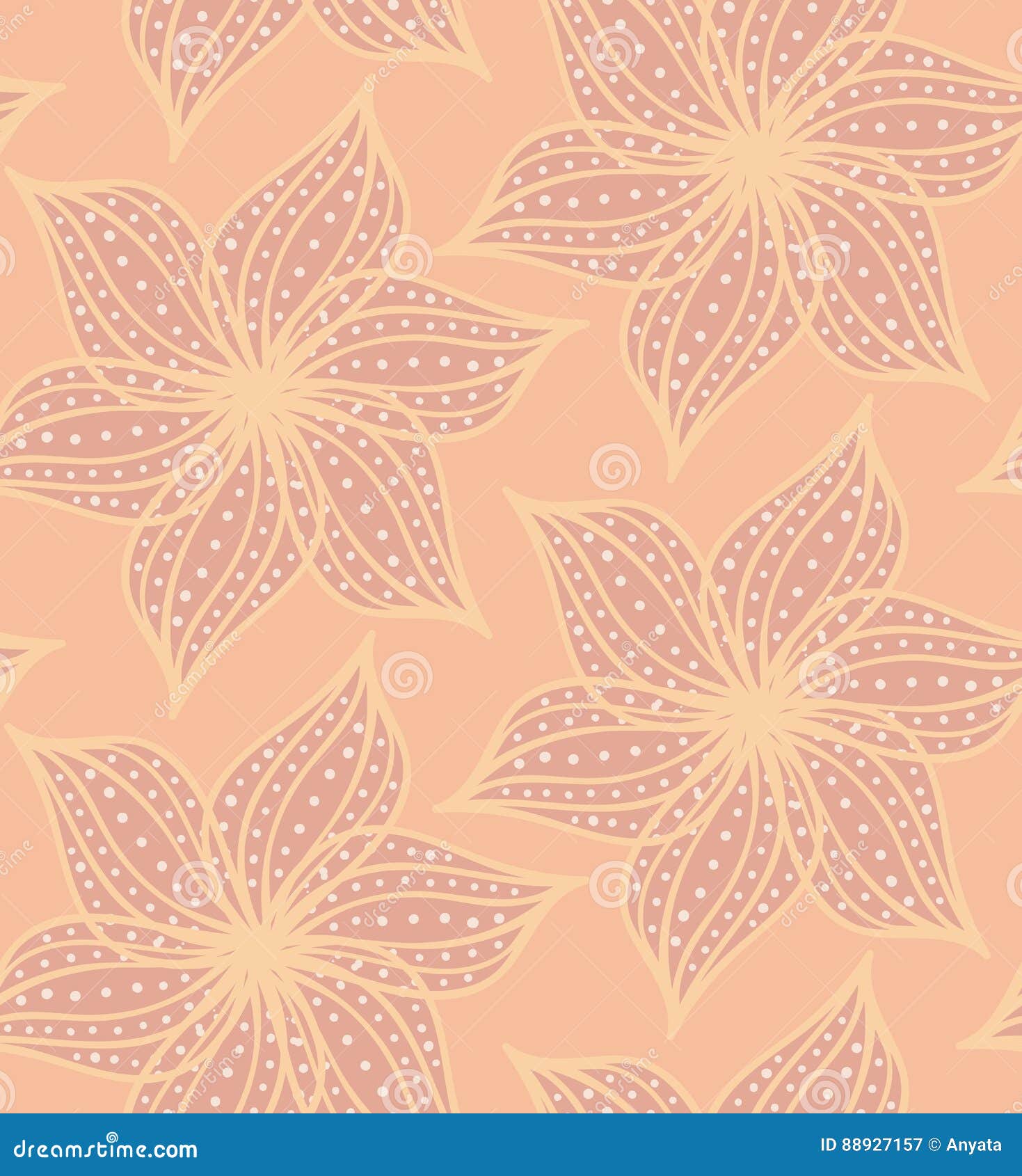 Abstract Geometrical Flower with Pointy Pedals with Dots on Light ...