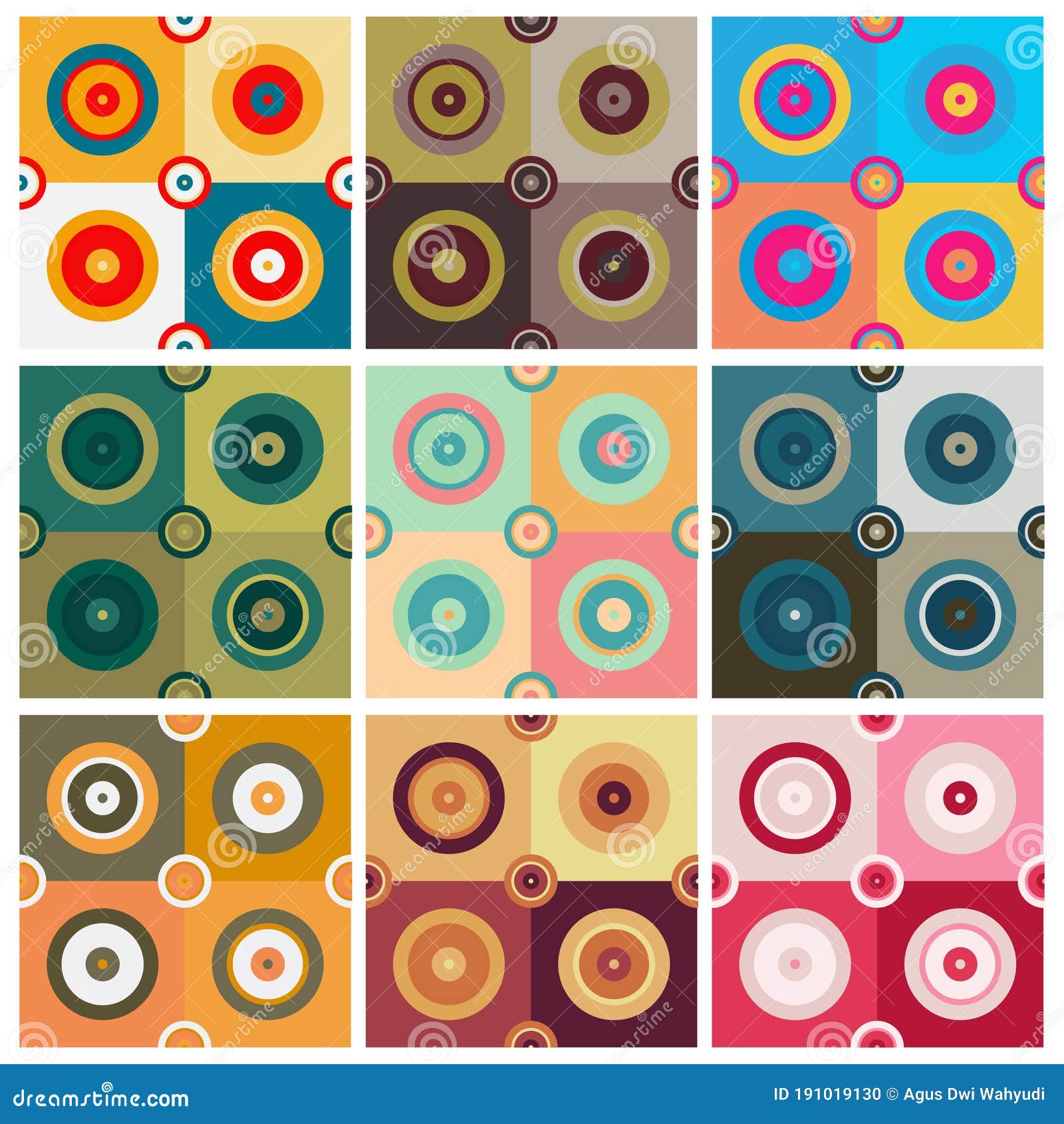Abstract Geometrical Four Circle Seamless Pattern with Colour ...