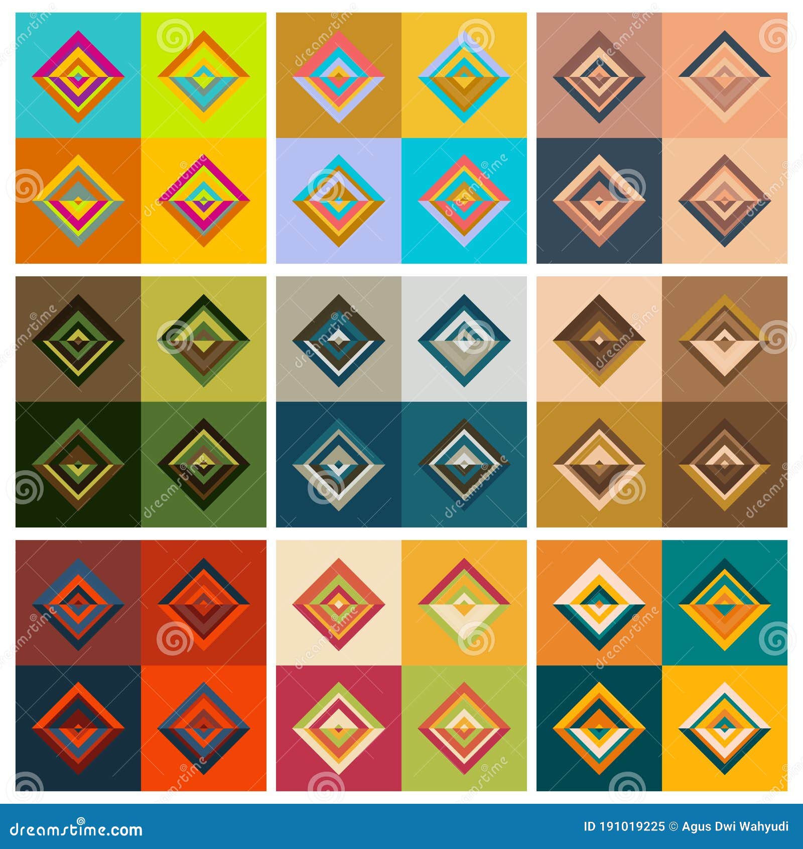 Abstract Geometrical Four Square Seamless Pattern with Colour ...