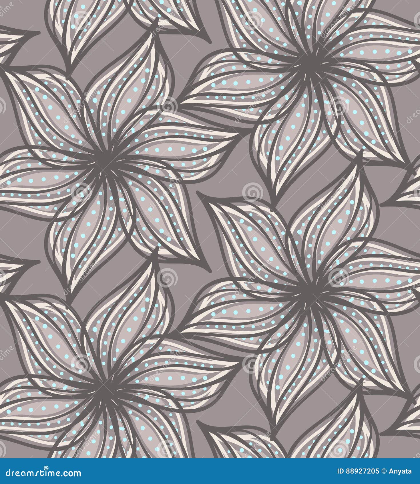 Abstract Geometrical Gray Flower with Pointy Pedals with Dots Stock ...