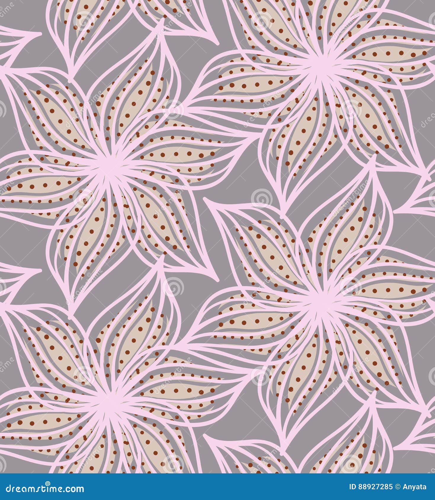 Abstract Geometrical Purple Flower with Pointy Pedals with Dots Stock ...