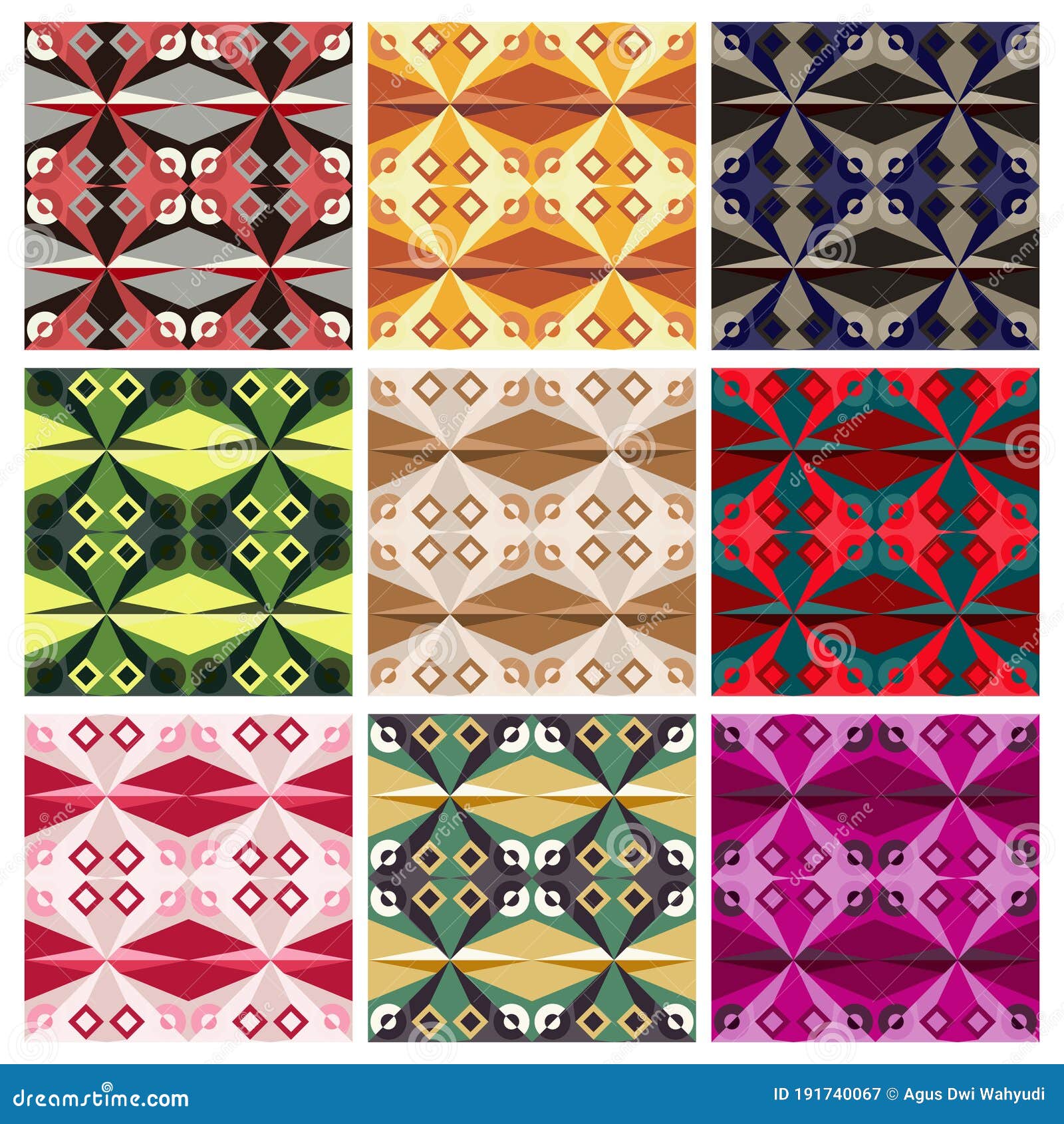 Abstract Geometrical Shape Seamless Pattern with Colour Combinations ...