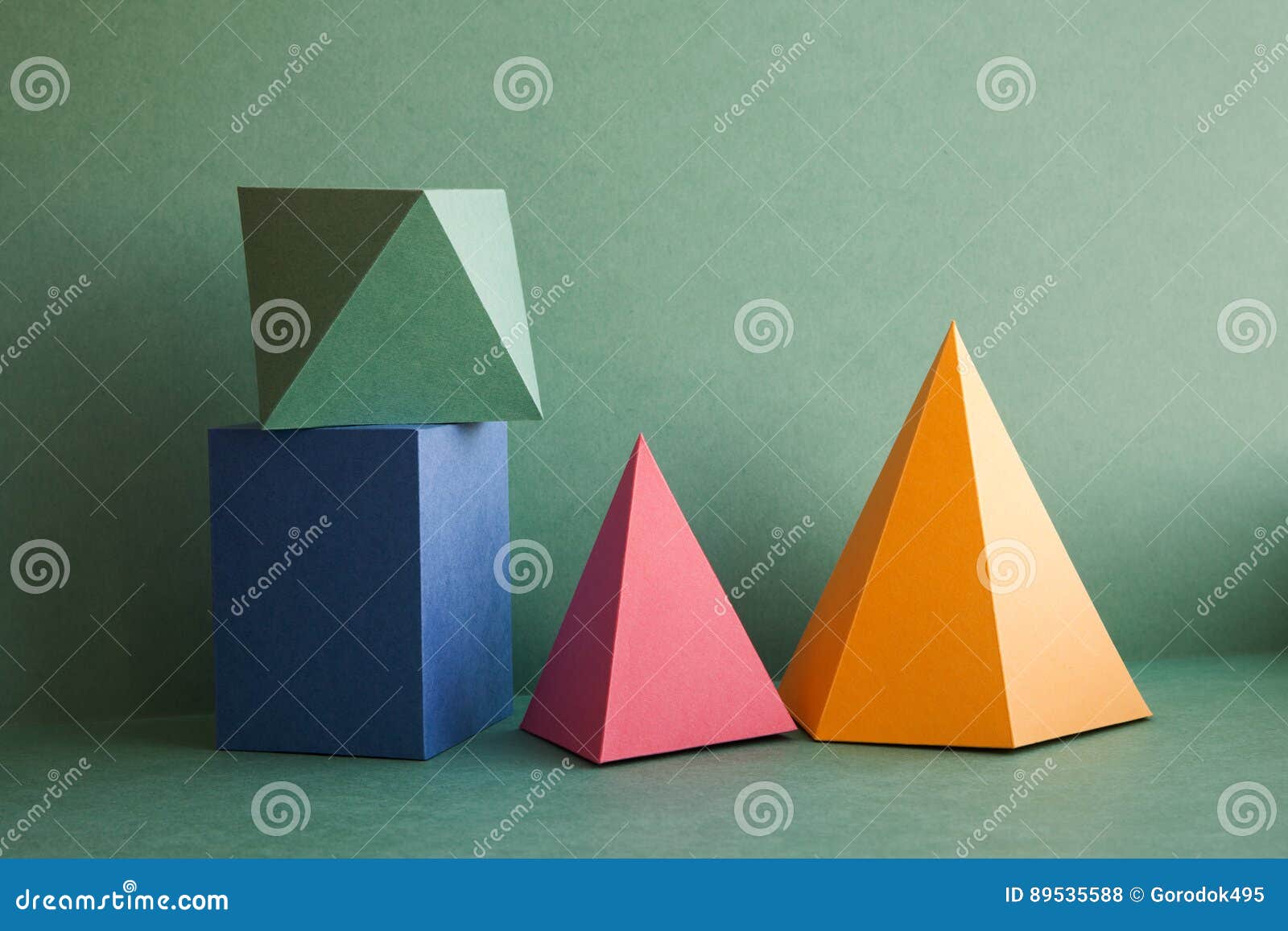 Abstract Geometrical Solid Figures Still Life. Colorful Three ...