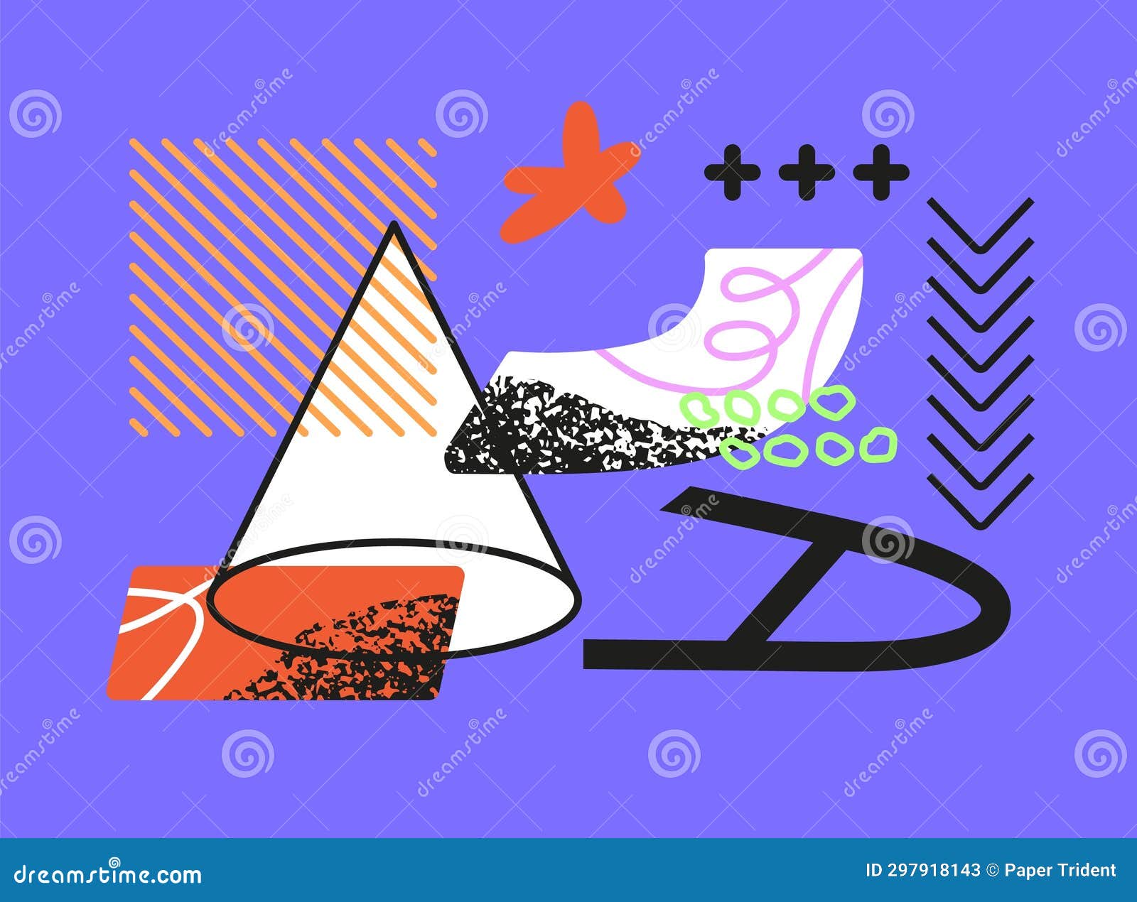 Abstract Geometry Composition. Geometric Shapes, Cone, Shading Square ...