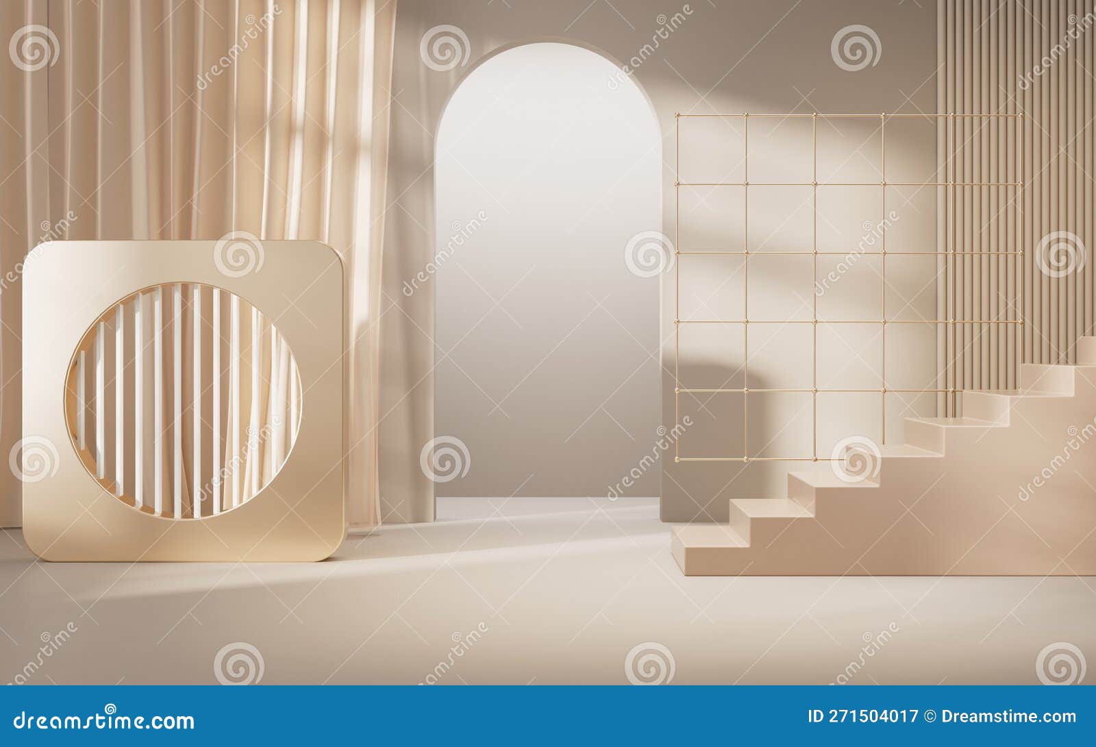 Abstract Geometry Interior Background, 3d Rendering.curtain,door Stock ...