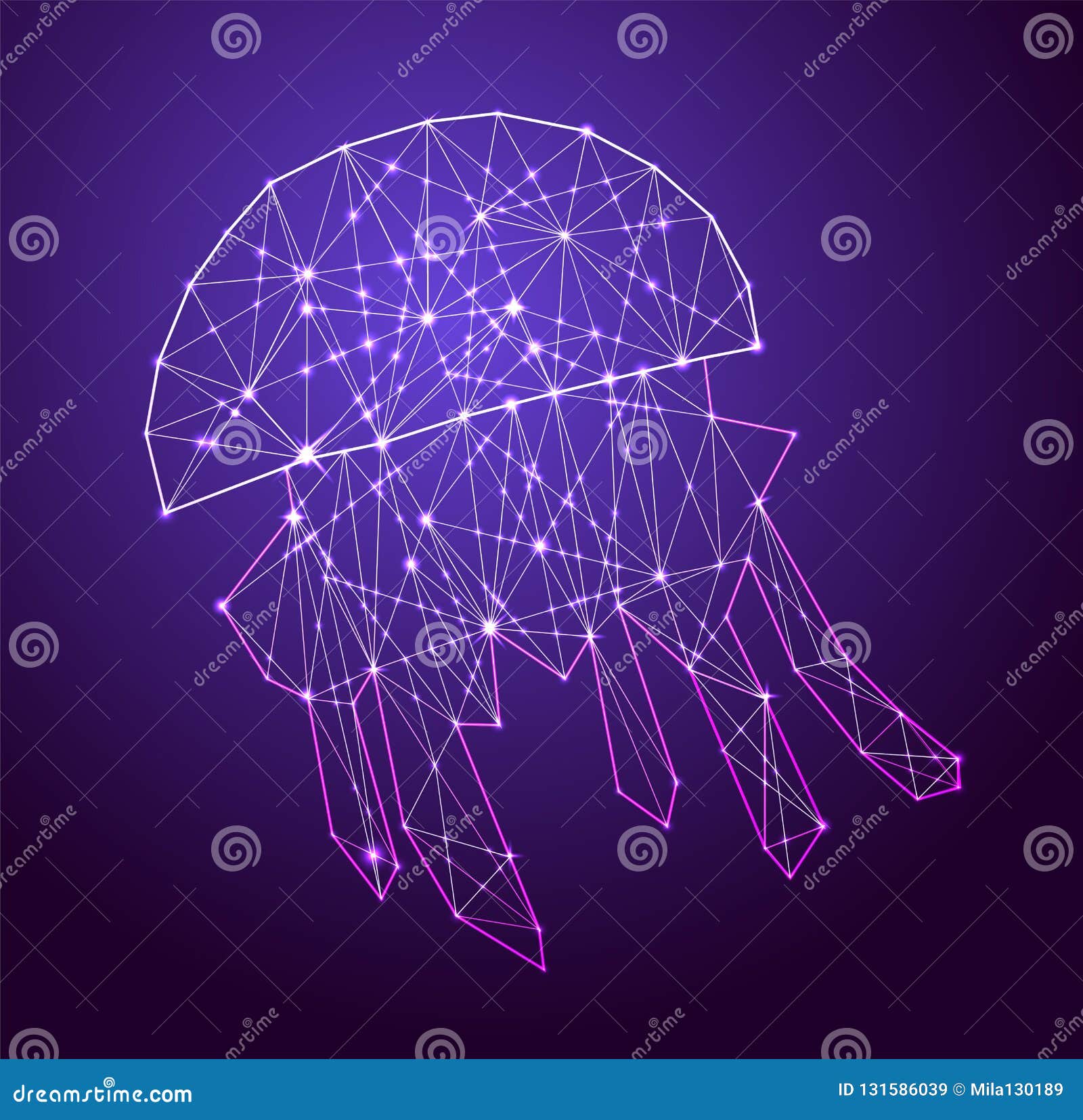 Abstract Geometry Polygonal Jellyfish. Low Poly Vector Illustration ...