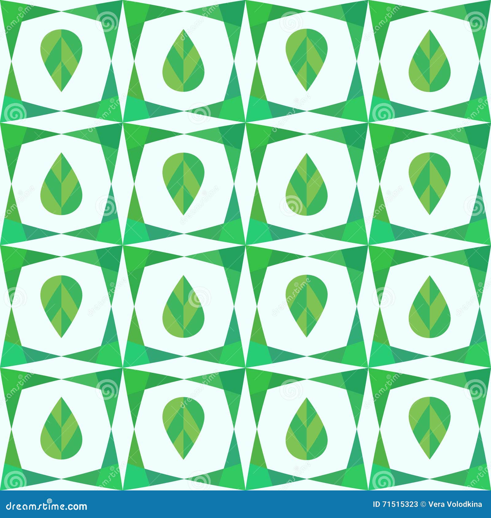 Abstract Geometry Seamless Pattern with Leaves. Stock Vector ...