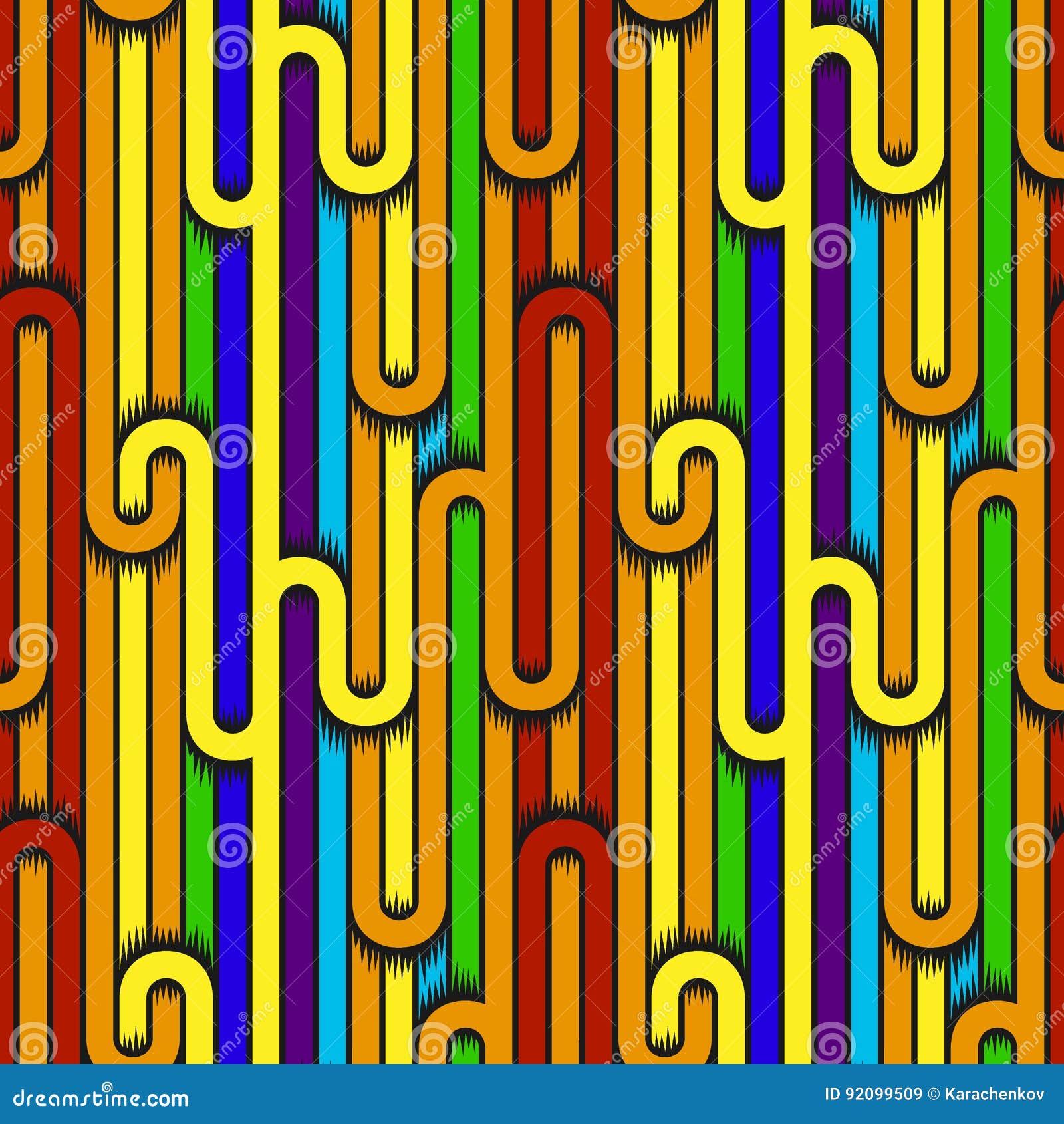 Abstract Geometry Stripped Seamless Pattern with Curves. Vector Stock ...