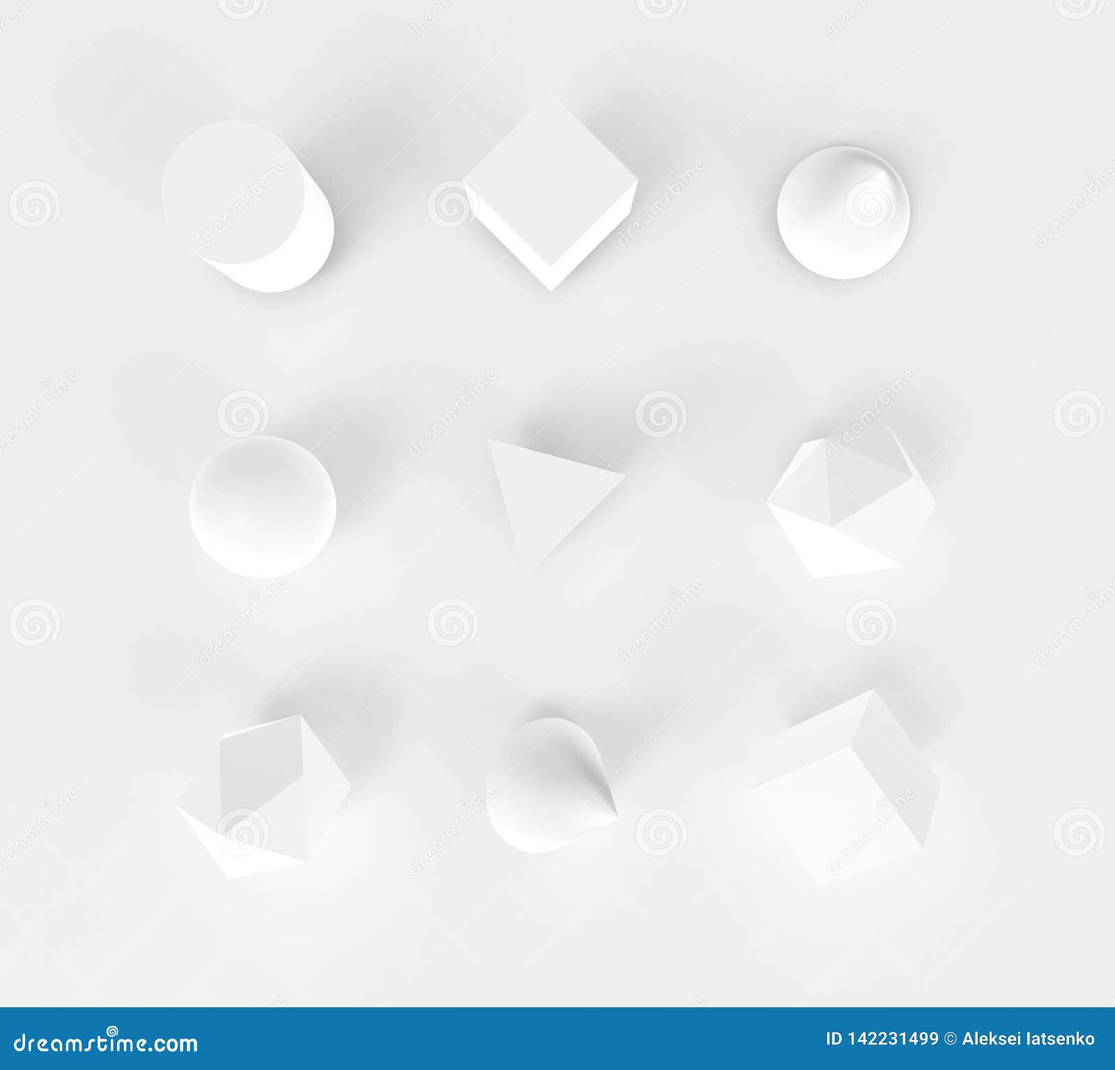 Abstract Geometry White Objects Set Background 3d Stock Illustration ...
