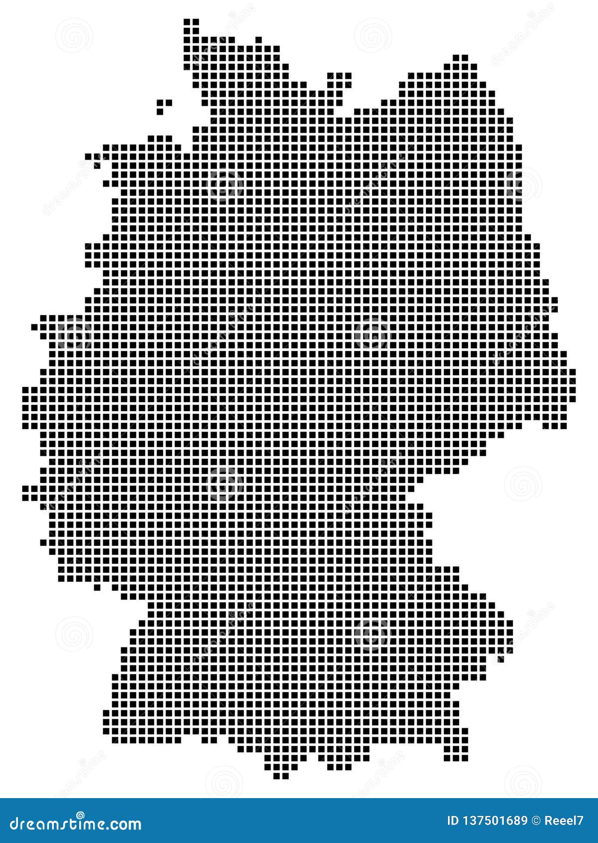 Abstract Germany Map Consisting of Black Squares Isolated on White ...
