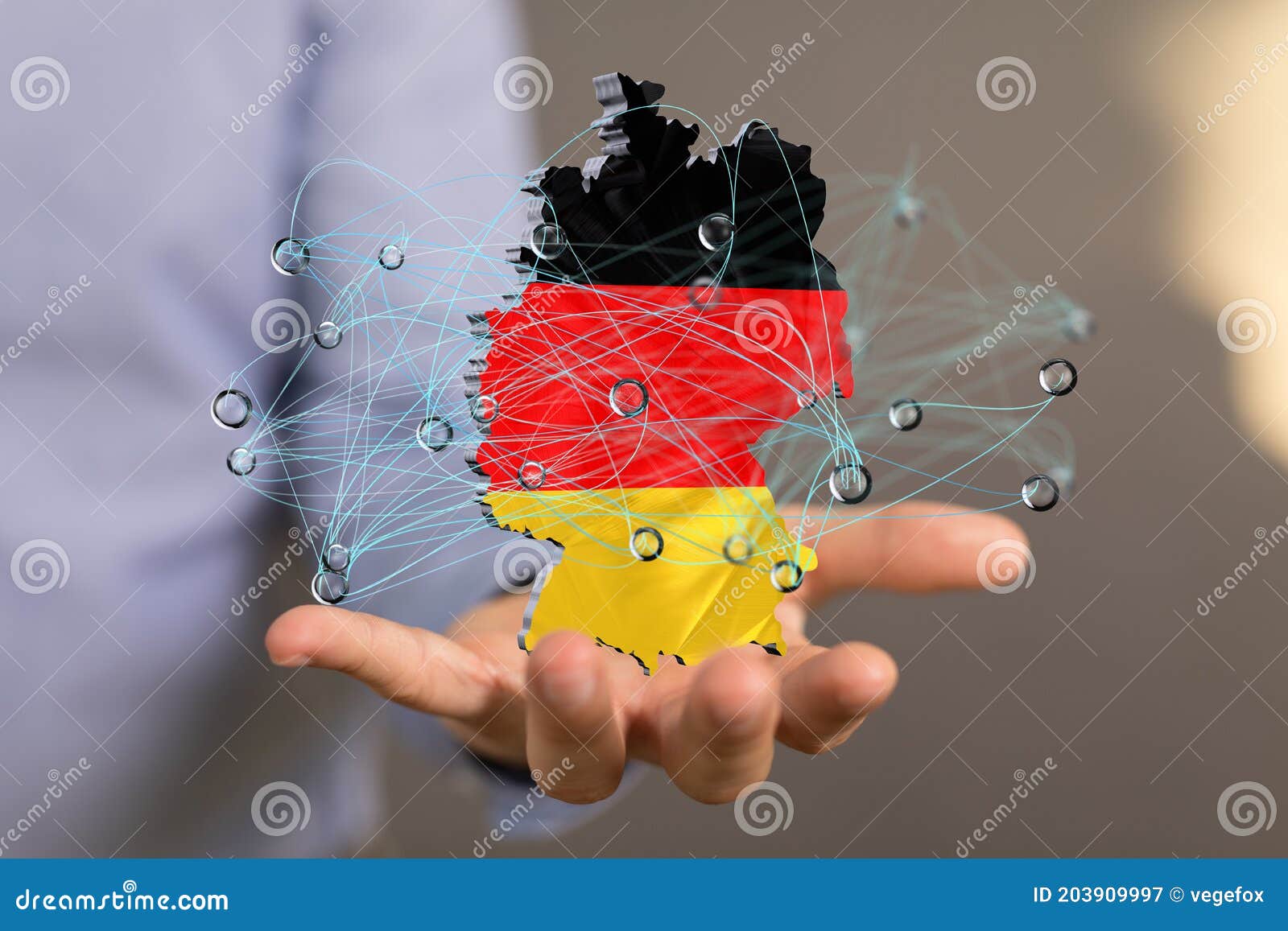 Abstract of Germany Map Network in Hand Stock Image - Image of curve ...