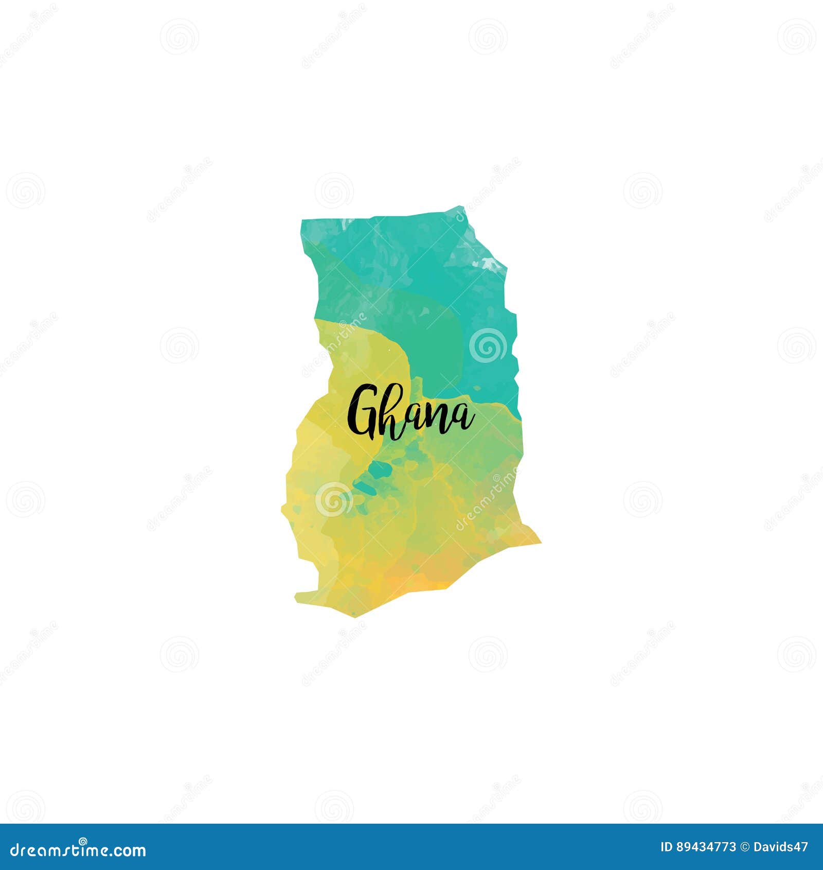 Abstract Map Of Ghana - Vector Illustartion Of Striped Gold Colored Map ...
