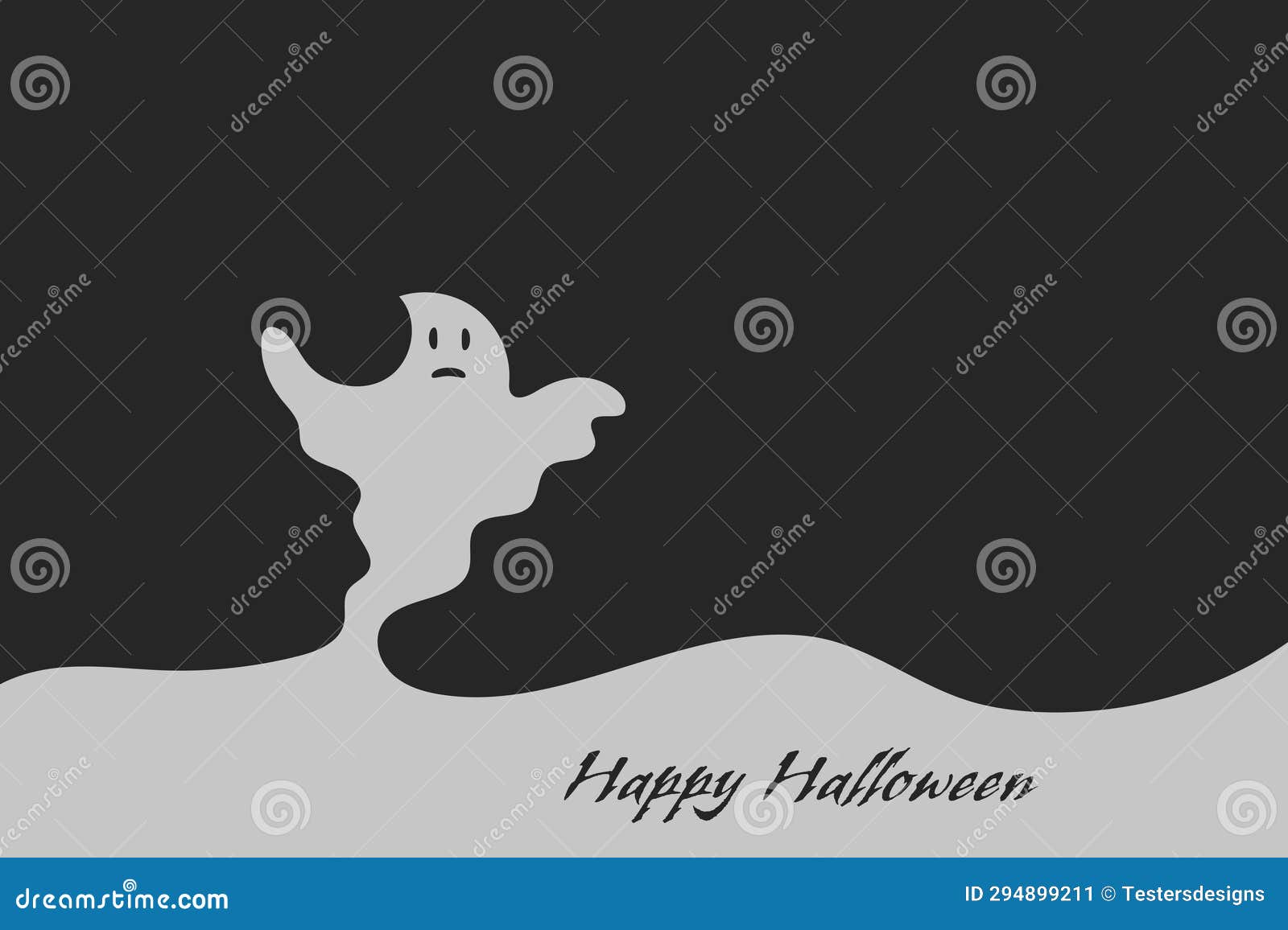 Abstract Ghost for Halloween Continuous One Line Drawing. Black and ...