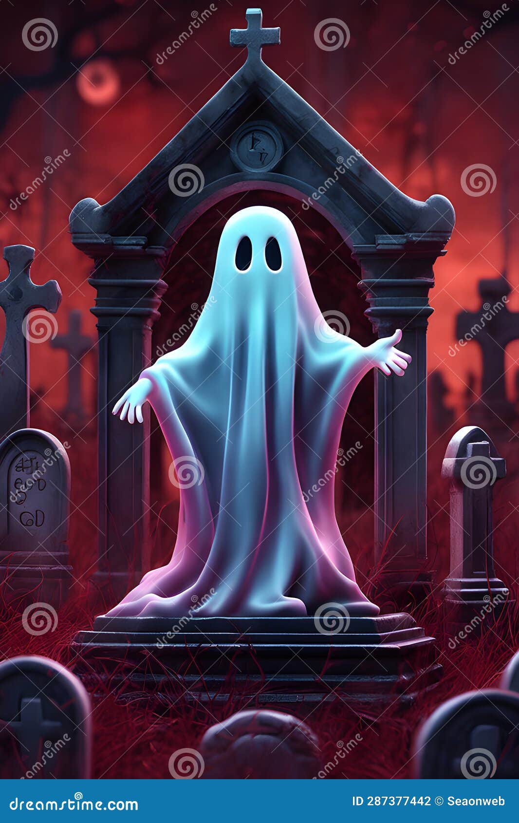 Abstract Ghost Sheet Fabric White Spirit 3d Render Stock Illustration ...