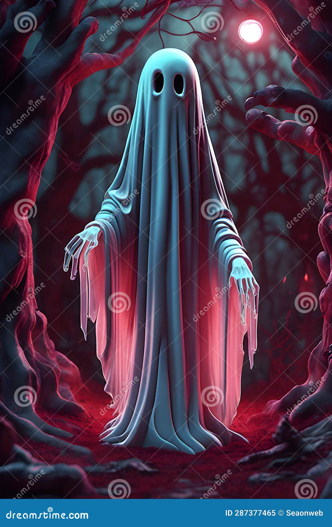 Abstract Ghost Sheet Fabric White Spirit 3d Render Stock Illustration ...