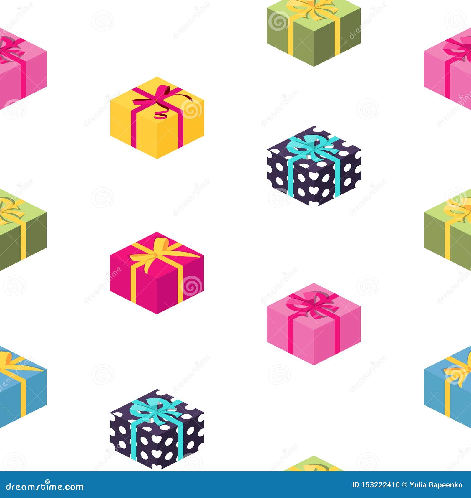 Abstract Gift Box with Bow and Ribbon Seamless Pattern Background ...