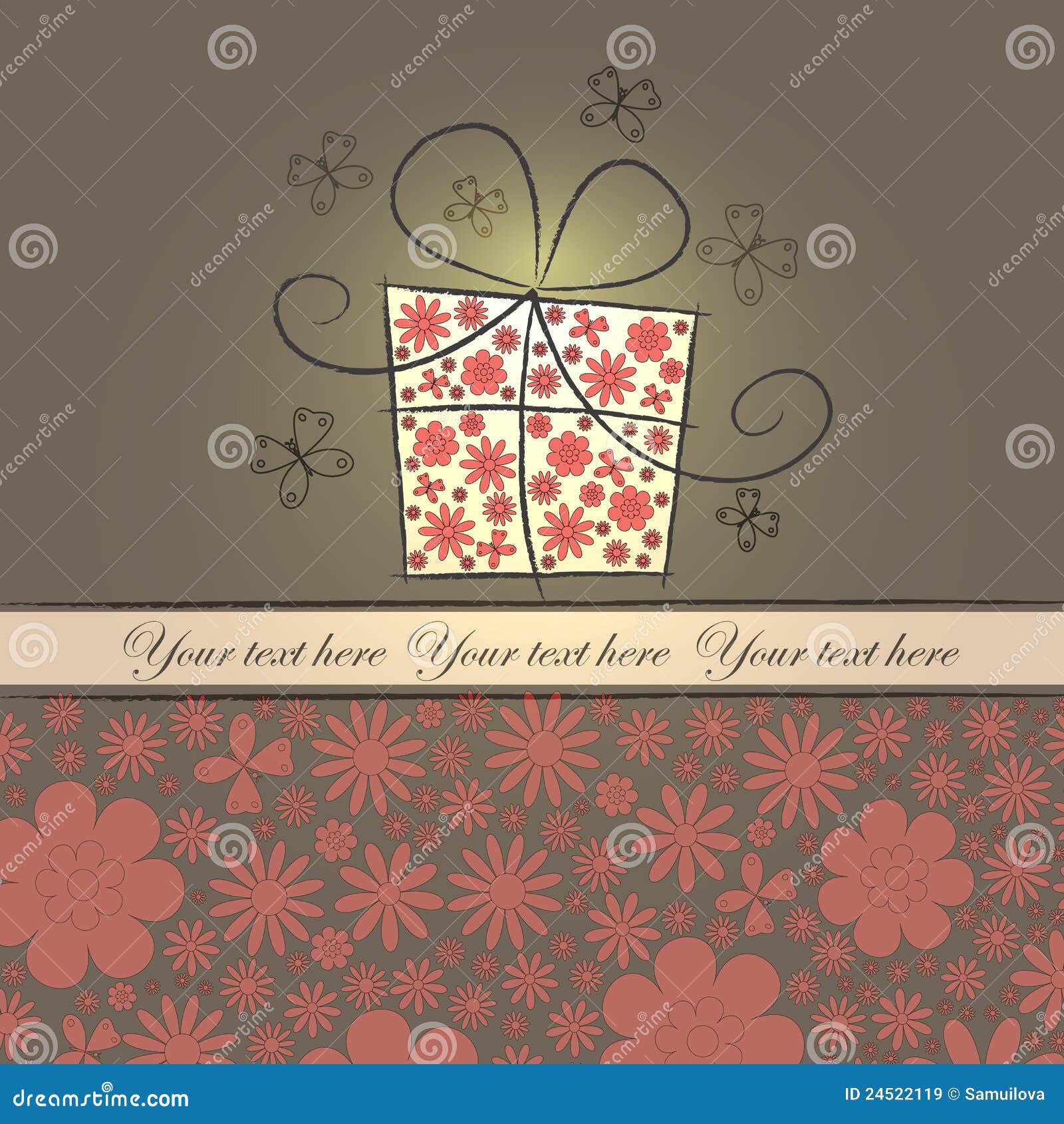 Abstract Gift with Pink Flowers Stock Vector - Illustration of gift ...