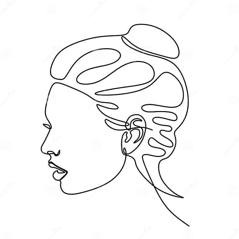 Abstract Girl Face Continuous One Line Drawing Minimalism Design